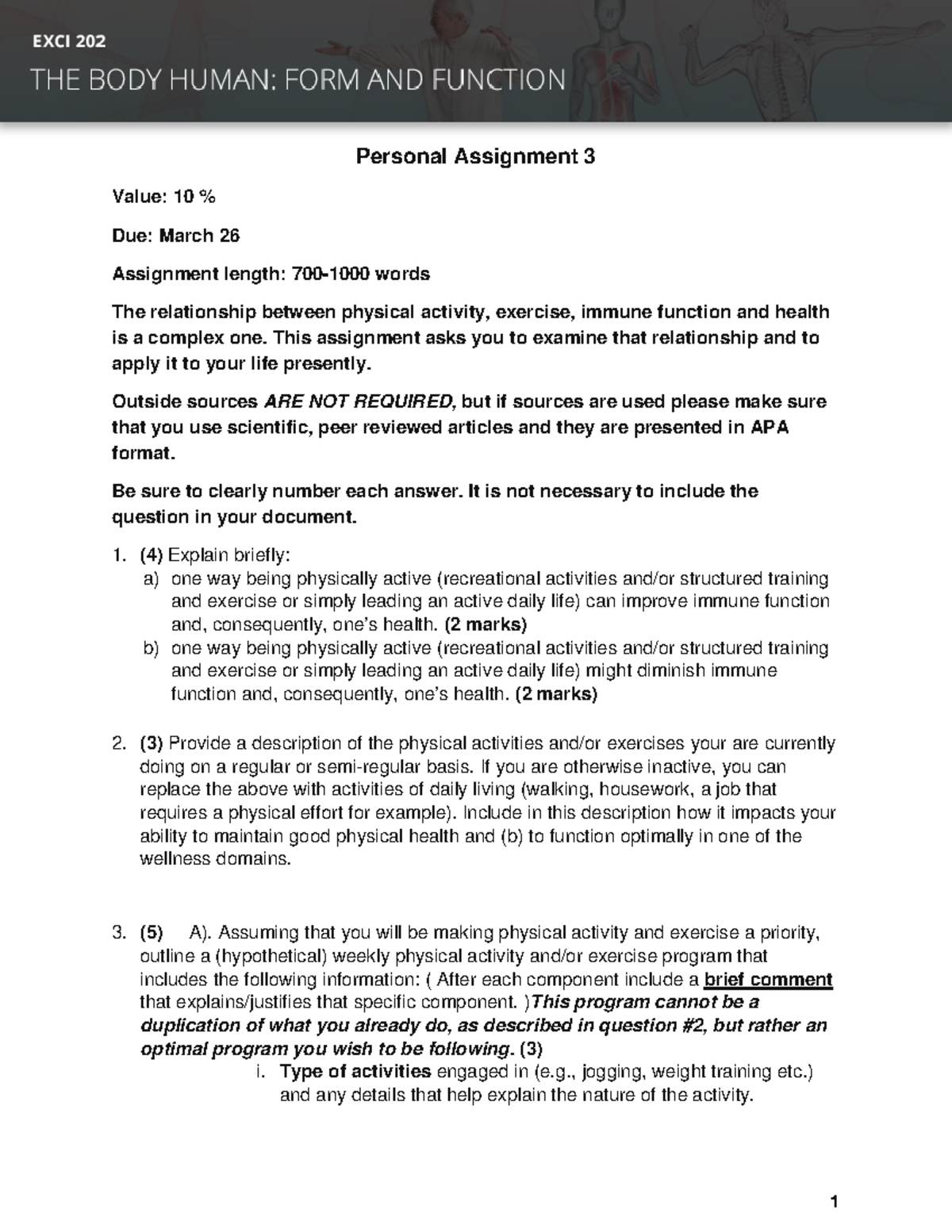 Personal Assignment 3 Instructions - 1 Personal Assignment 3 Value: 10 ...