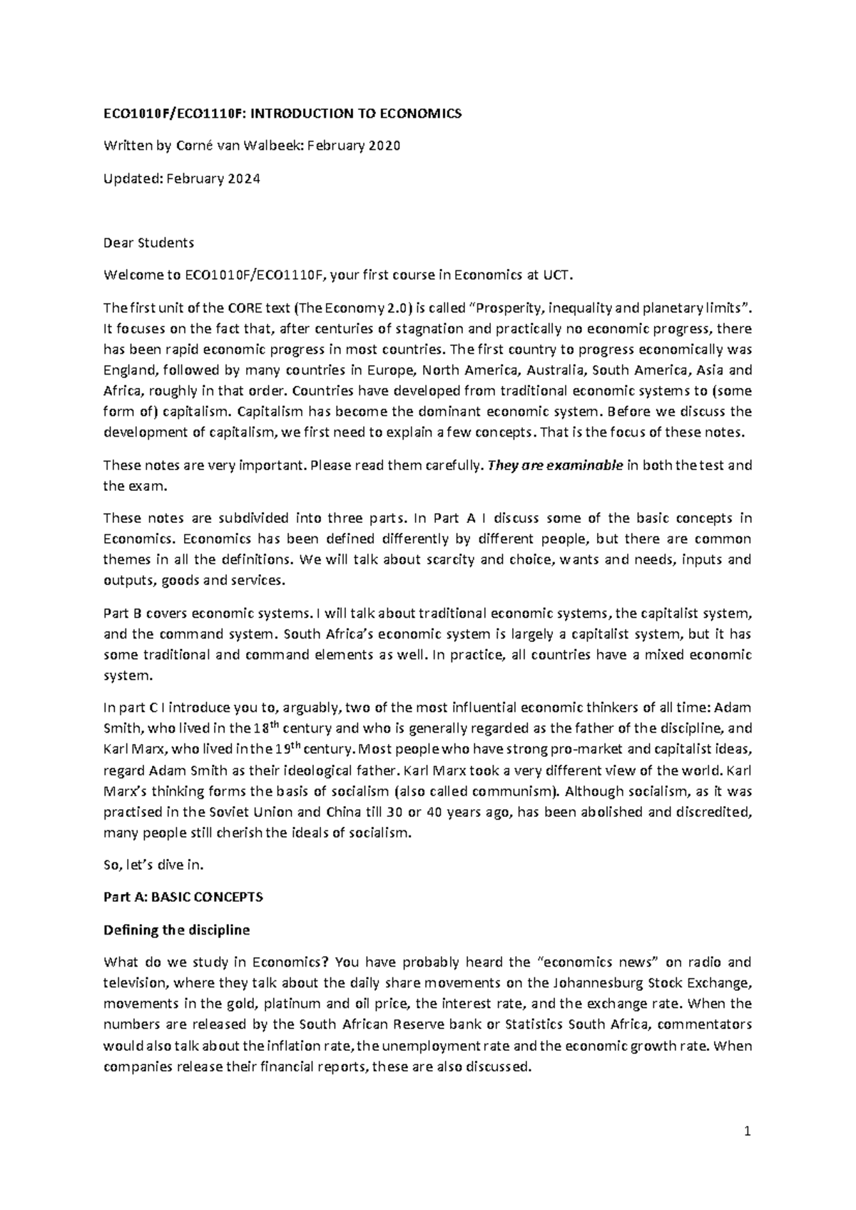 Introduction to Economics notes - Copy - ECO1010F/ECO1110F ...