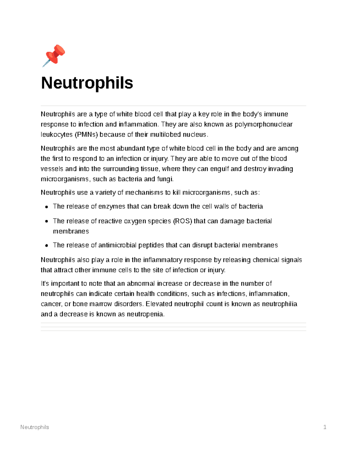 Neutrophils - Cell Division, Cell Diversity and Cellular Organisation ...