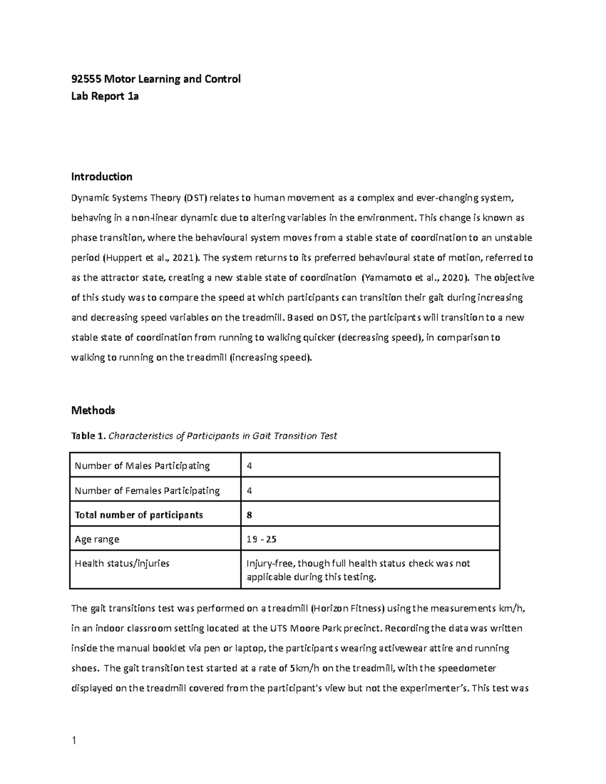 Motor Learning & Control - Lab Report 1a - 92555 Motor Learning and Control Lab Report 1a - Studocu