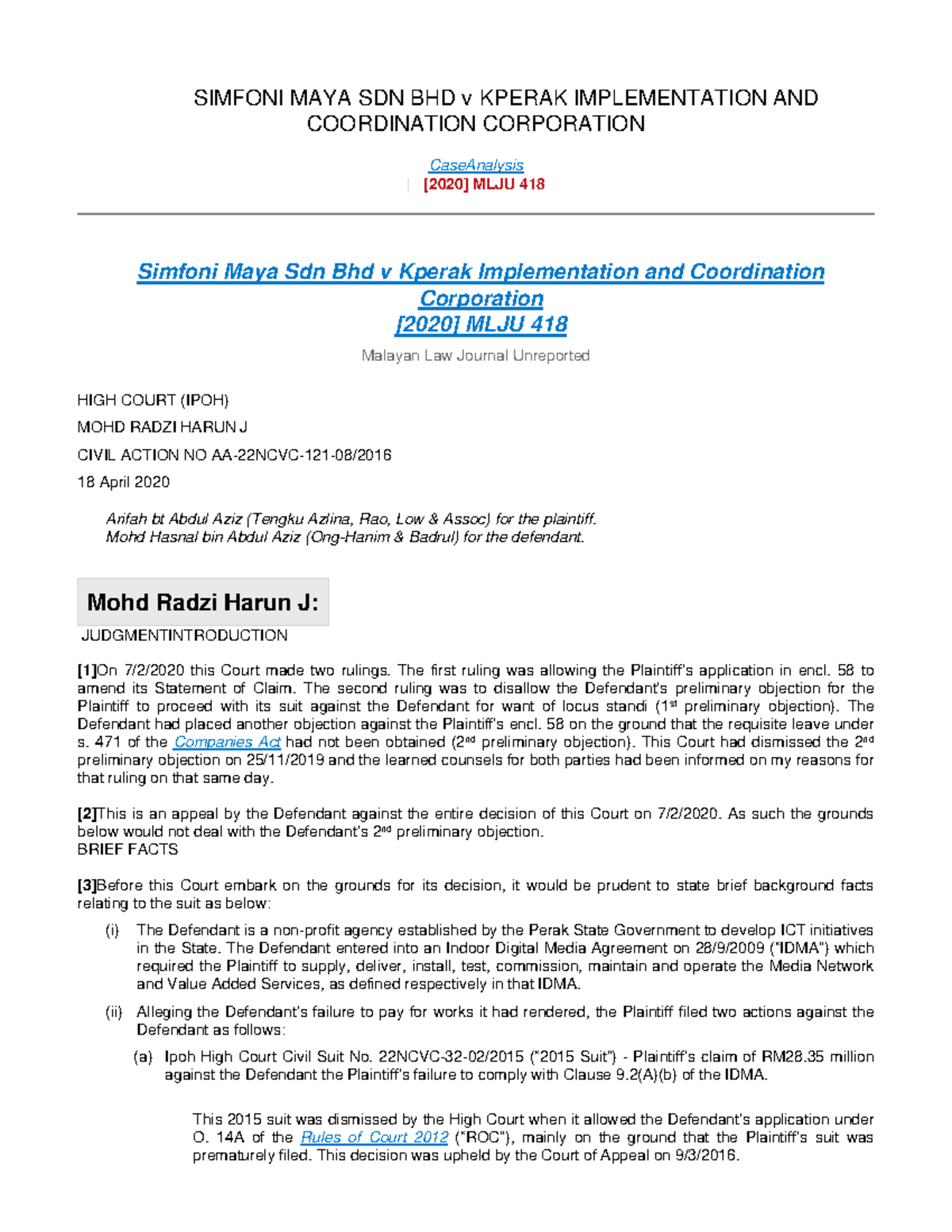 Simfoni Maya Sdn Bhd v Kperak Implementation and Coordi - SIMFONI MAYA ...