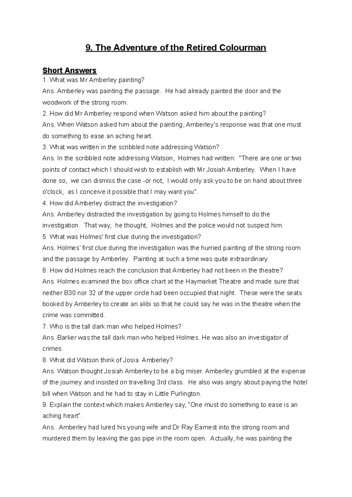 9. The Adventure of the Retired Colourman - 9. The Adventure of the ...
