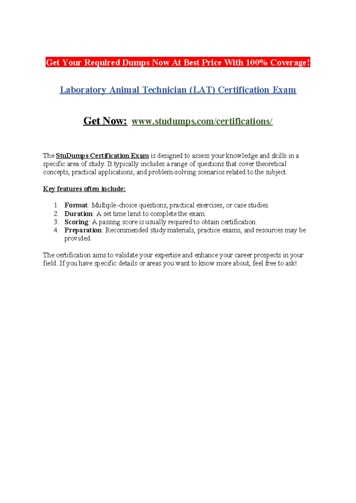 Laboratory Animal Technician (LAT) Certification Exam - Get Your ...