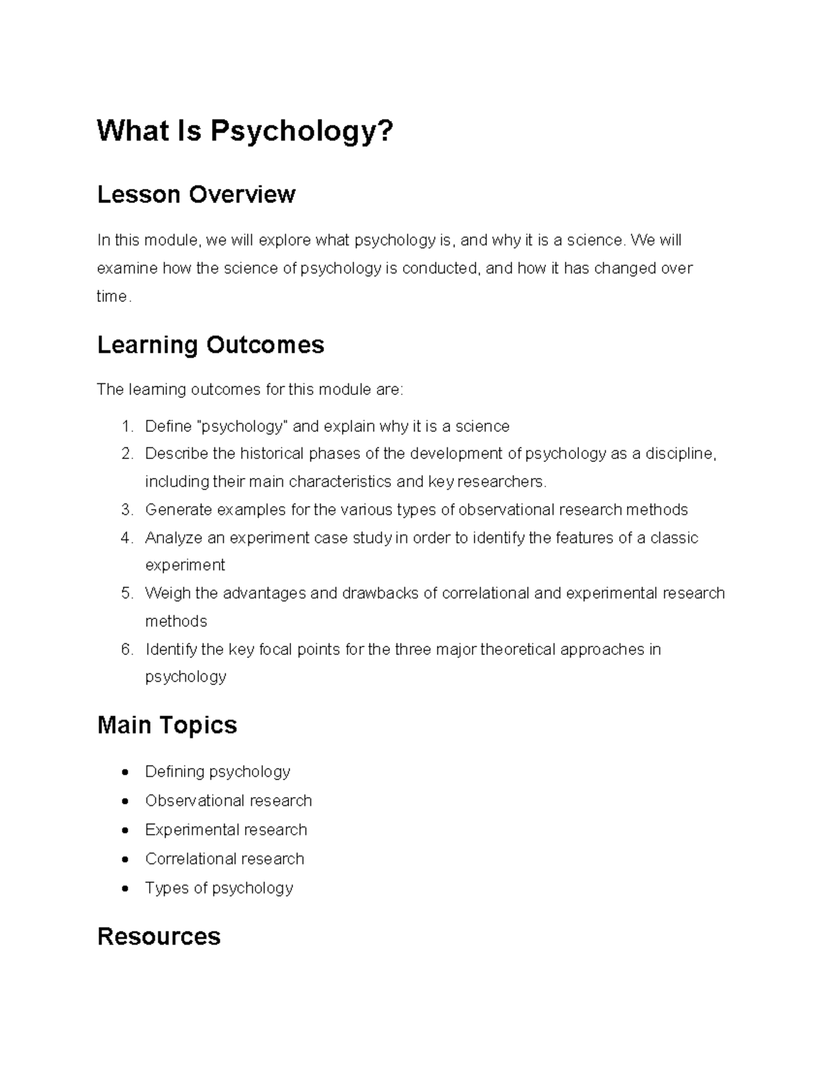 PSYC-150 - What is psychology - What Is Psychology? Lesson Overview In ...