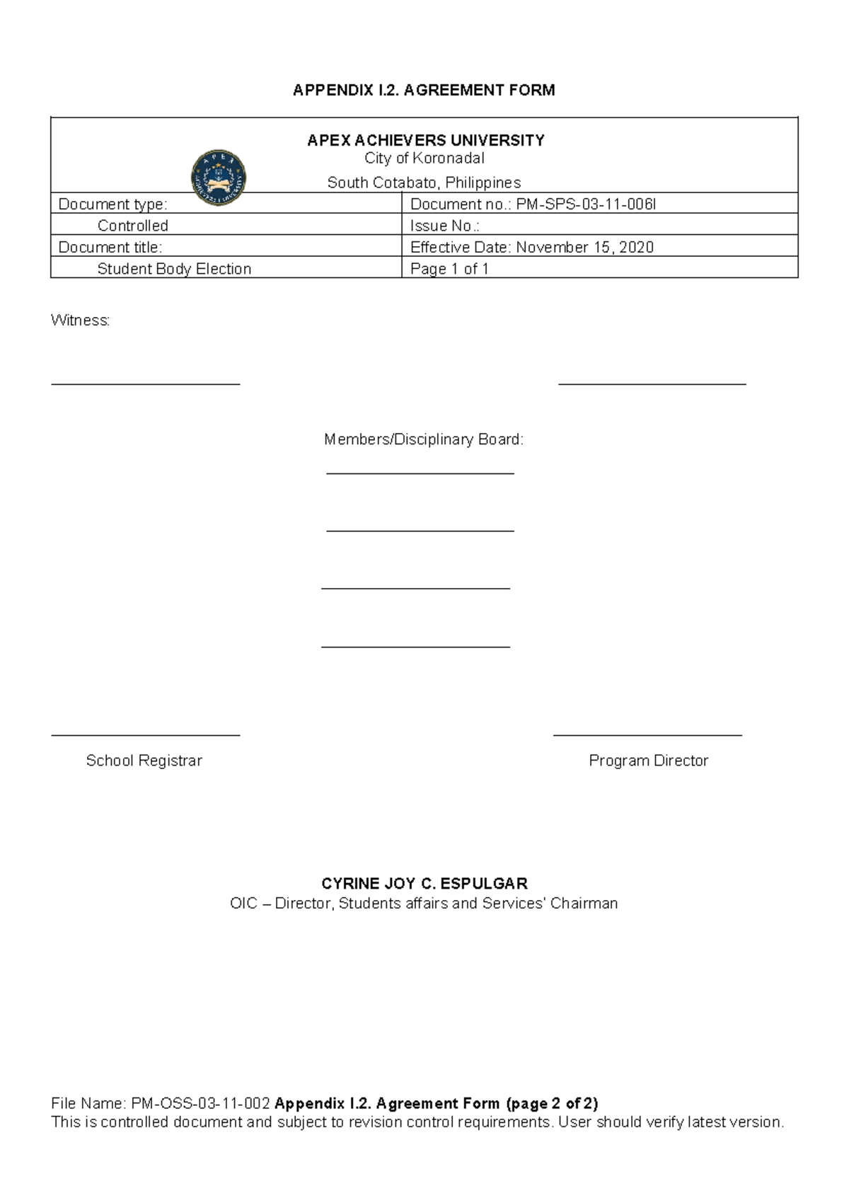 Appendix-I.2 - TQM - Witness: Members/Disciplinary - Studocu