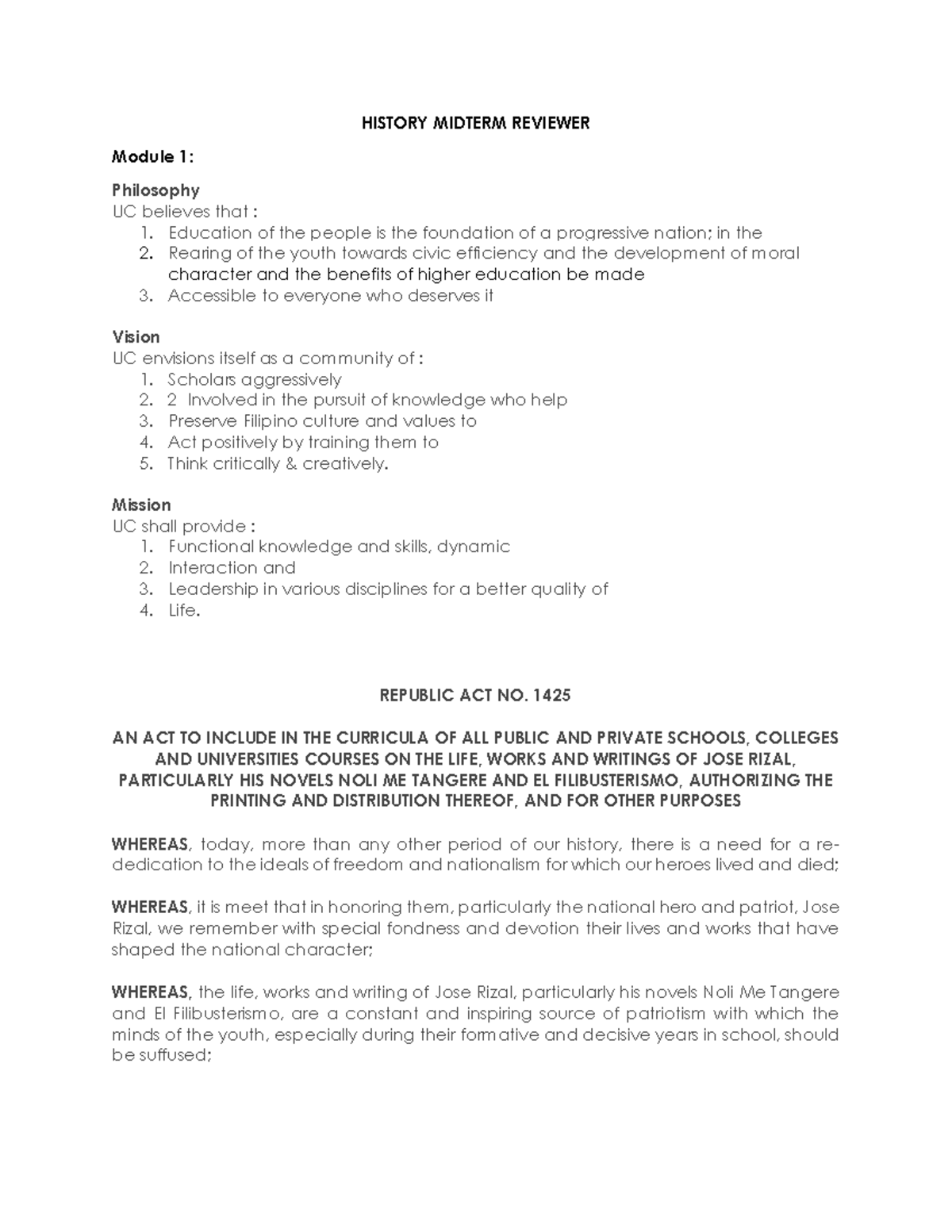 History Midterm Reviewer - HISTORY MIDTERM REVIEWER Module 1 ...