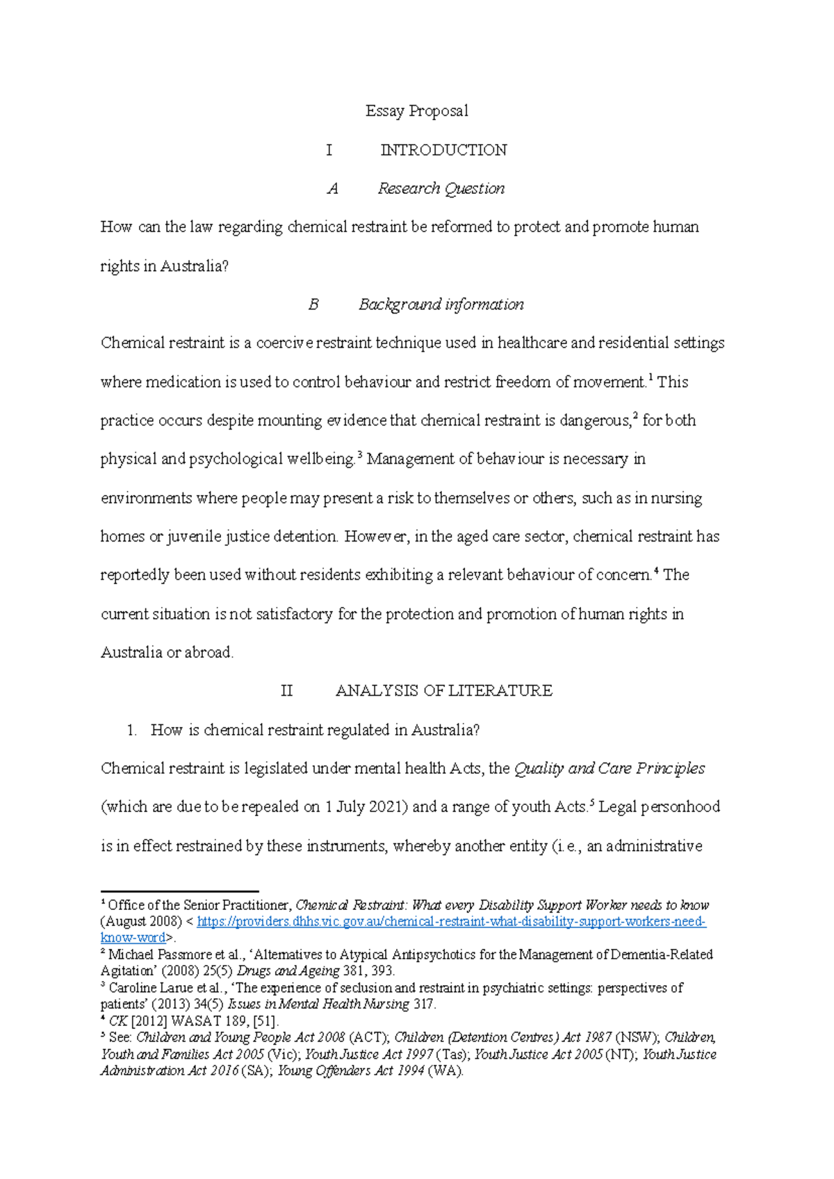 Essay plan example - Essay Proposal I INTRODUCTION A Research Question ...