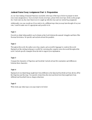 Animal FARM Assignment - ANIMAL FARM ASSIGNMENT Animal Farm By: George ...