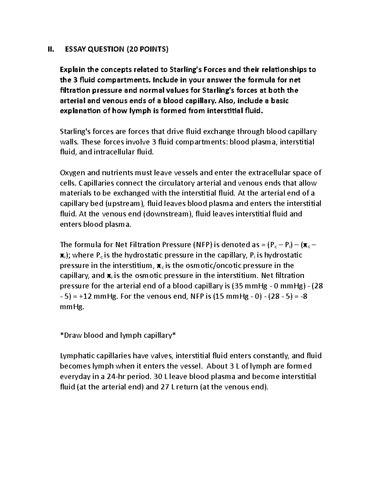 Starling's forces essay - II. ESSAY QUESTION (20 POINTS) Explain the ...