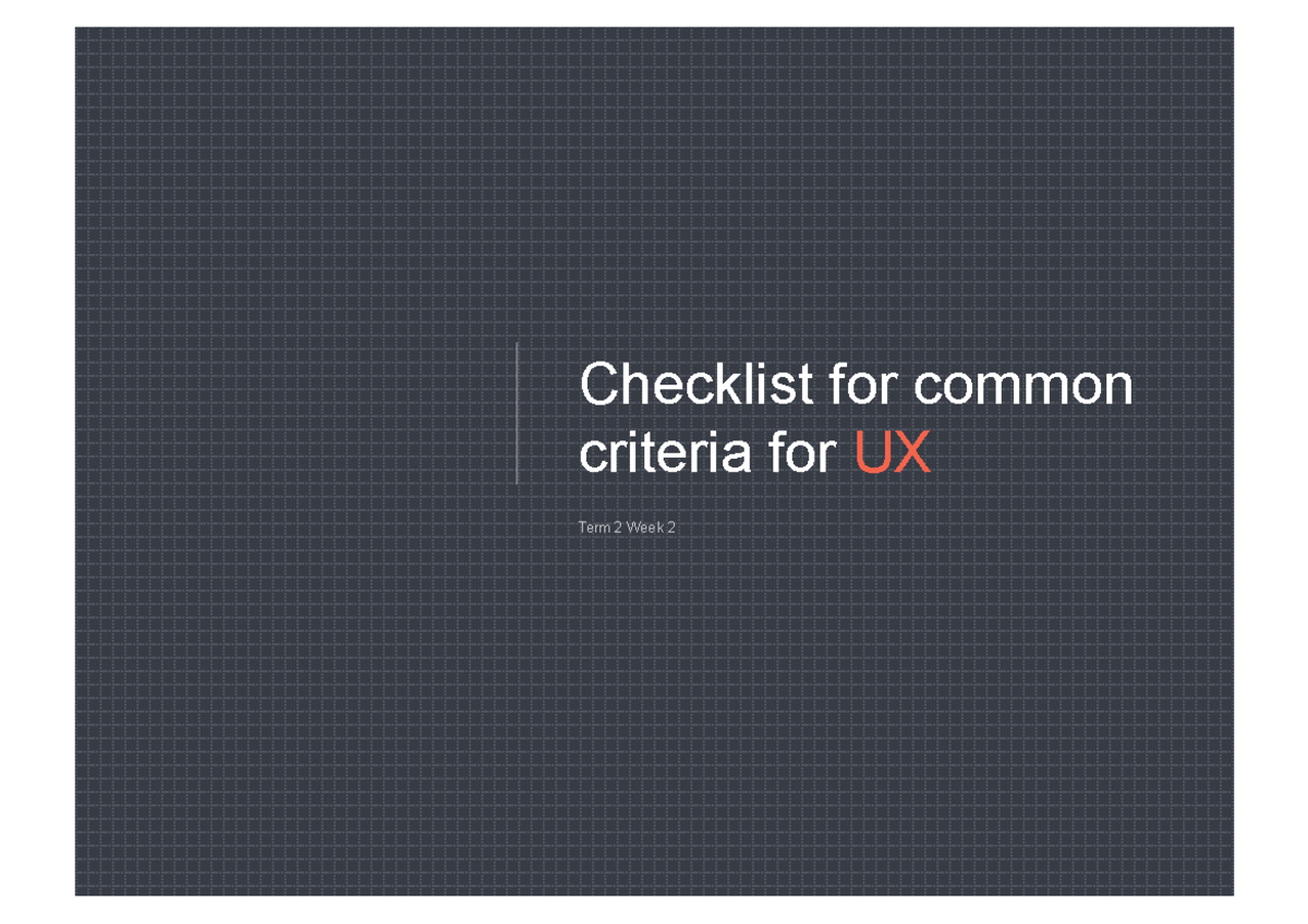 Checklist for common criteria for UX - Checklist for common criteria ...
