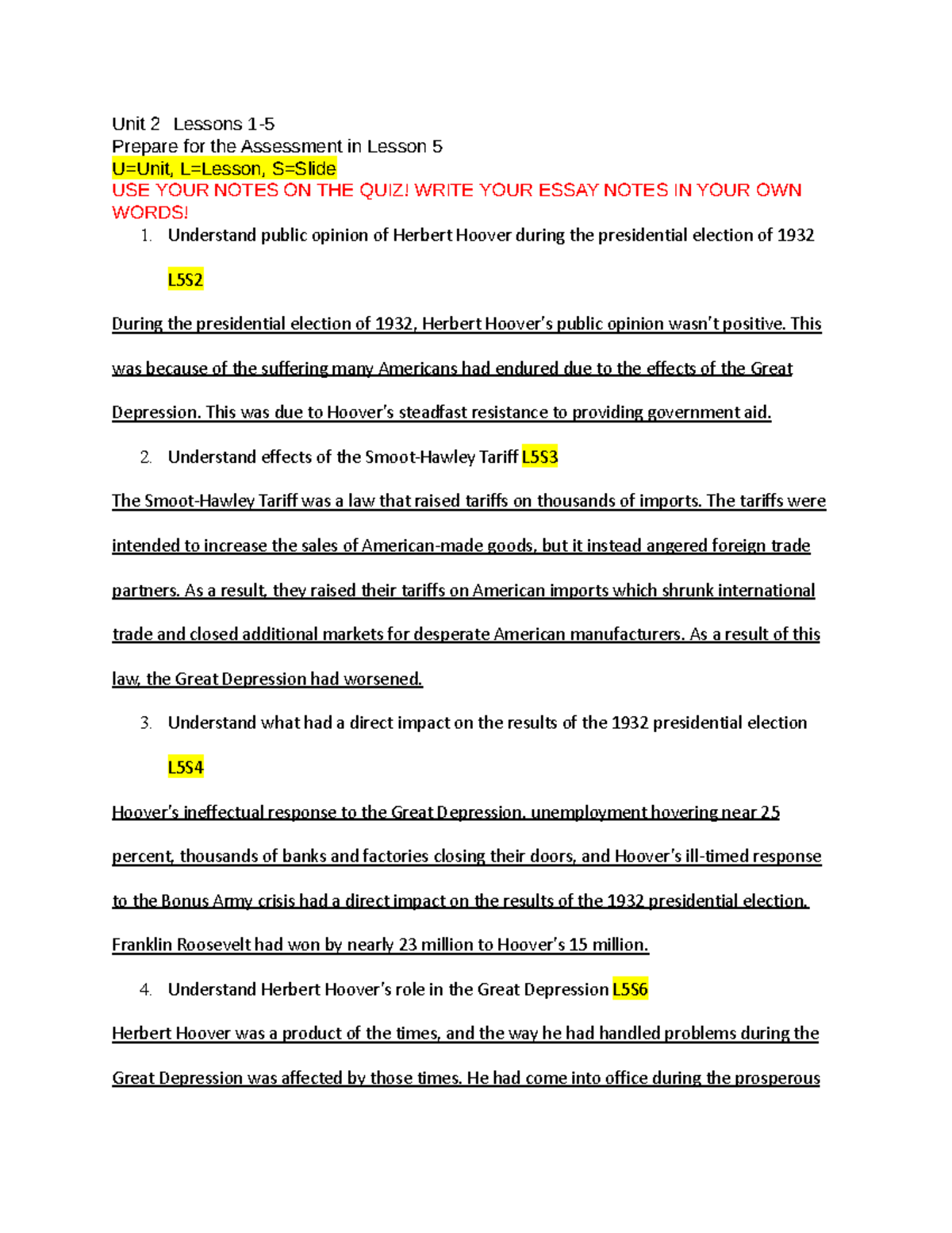 United States History 11 - Unit 2 Quiz Study Guide - Unit 2Prepare for ...