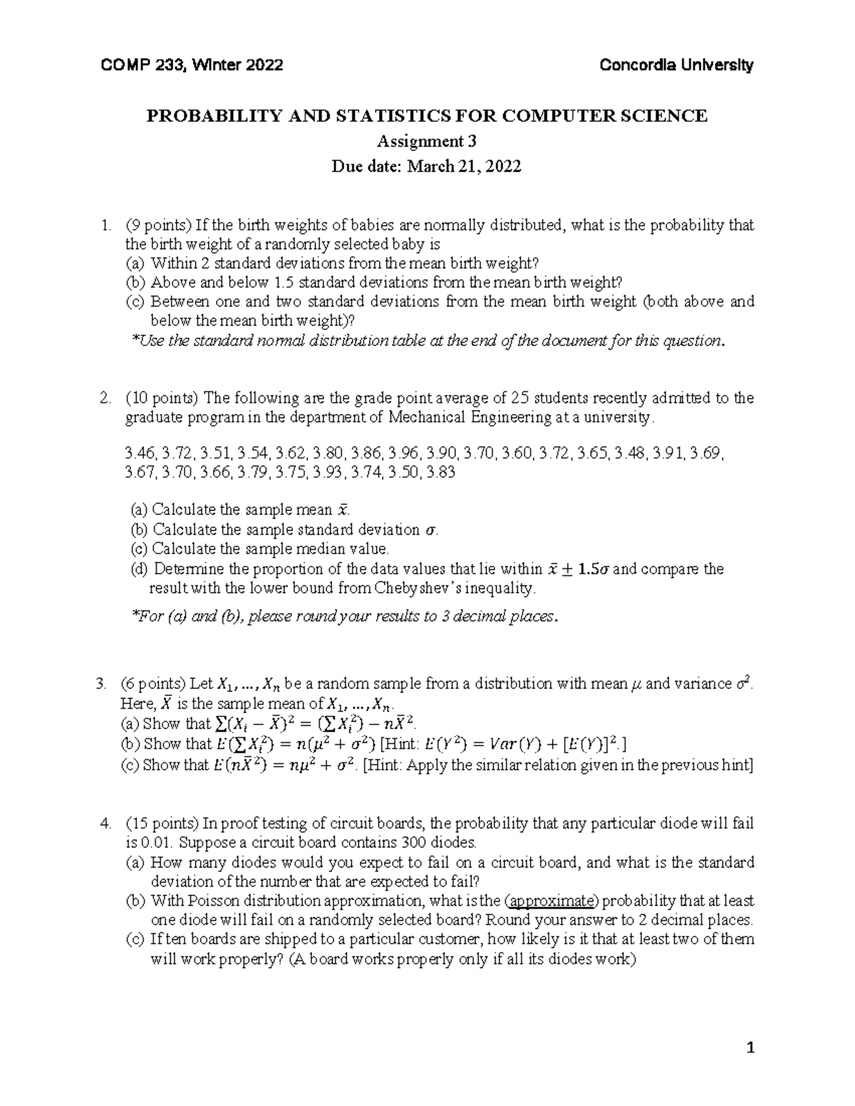 COMP 233 Assignment 3 - !"#$%&''(%)+,-.%&/&&% % !0+103%4+5-,7% 1 PROBABILITY - Studocu