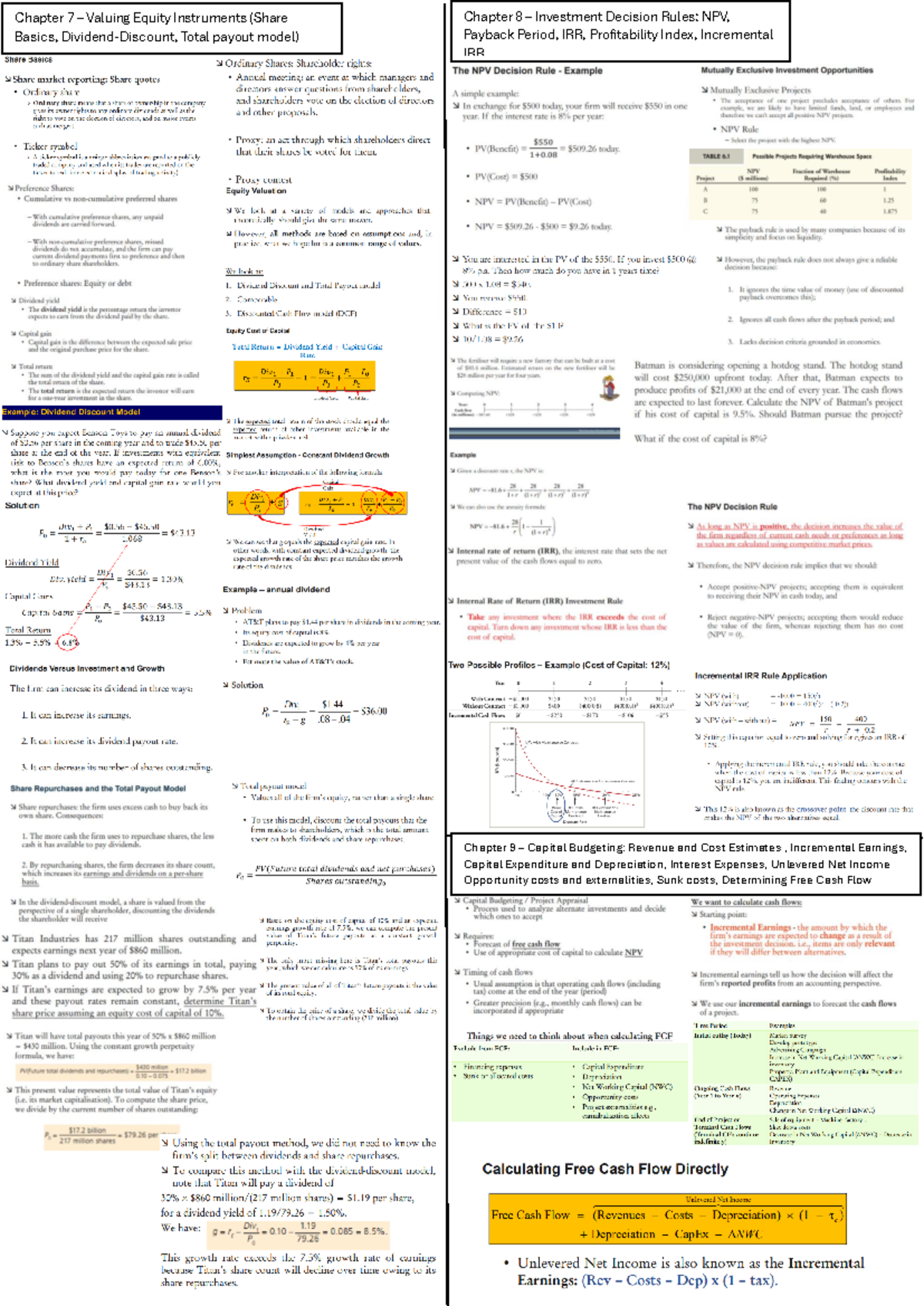 Finance Notes - FNCE2000 - okooko Chapter 7 – Valuing Equity ...