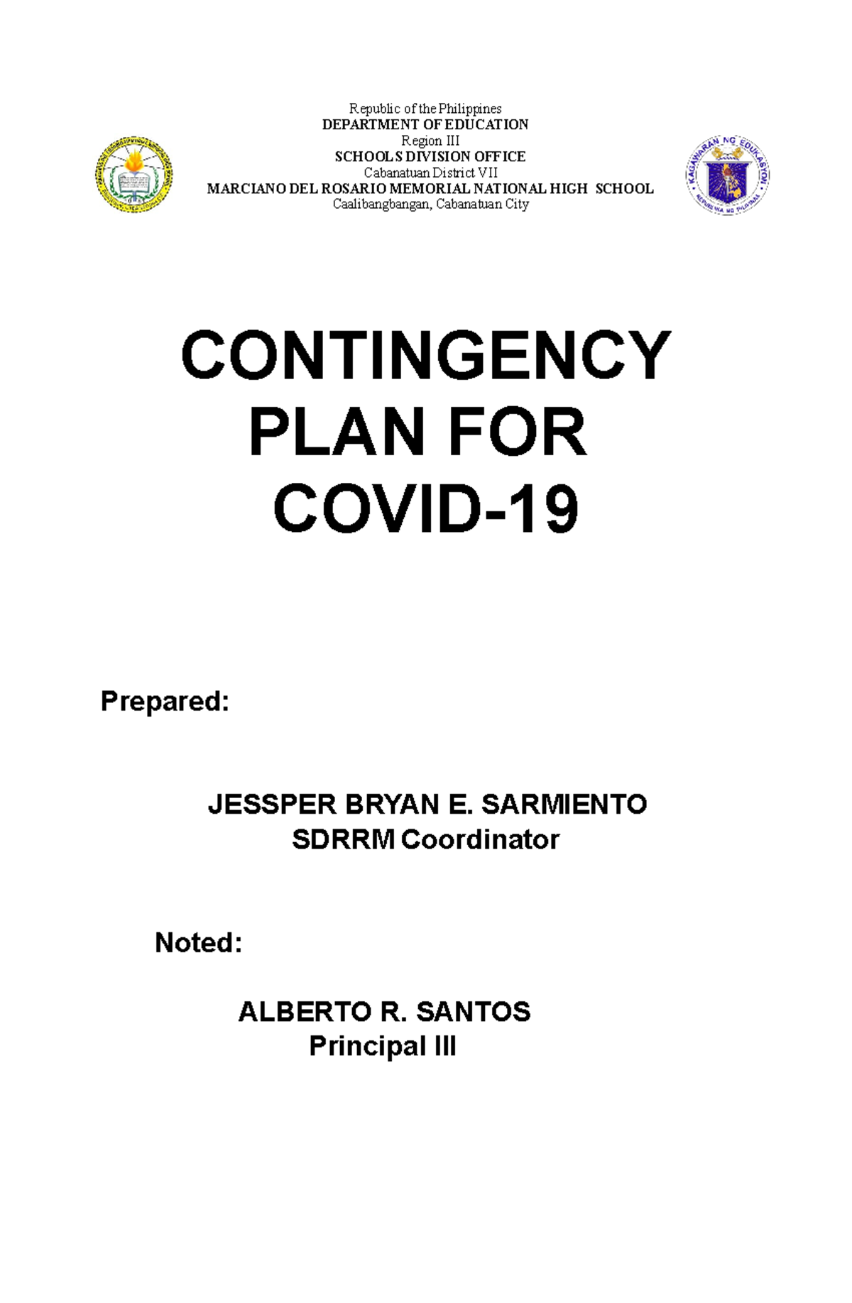 Mrmnhs- Contingency-PLAN-FOR- Covid-19-1 - Republic of the Philippines ...