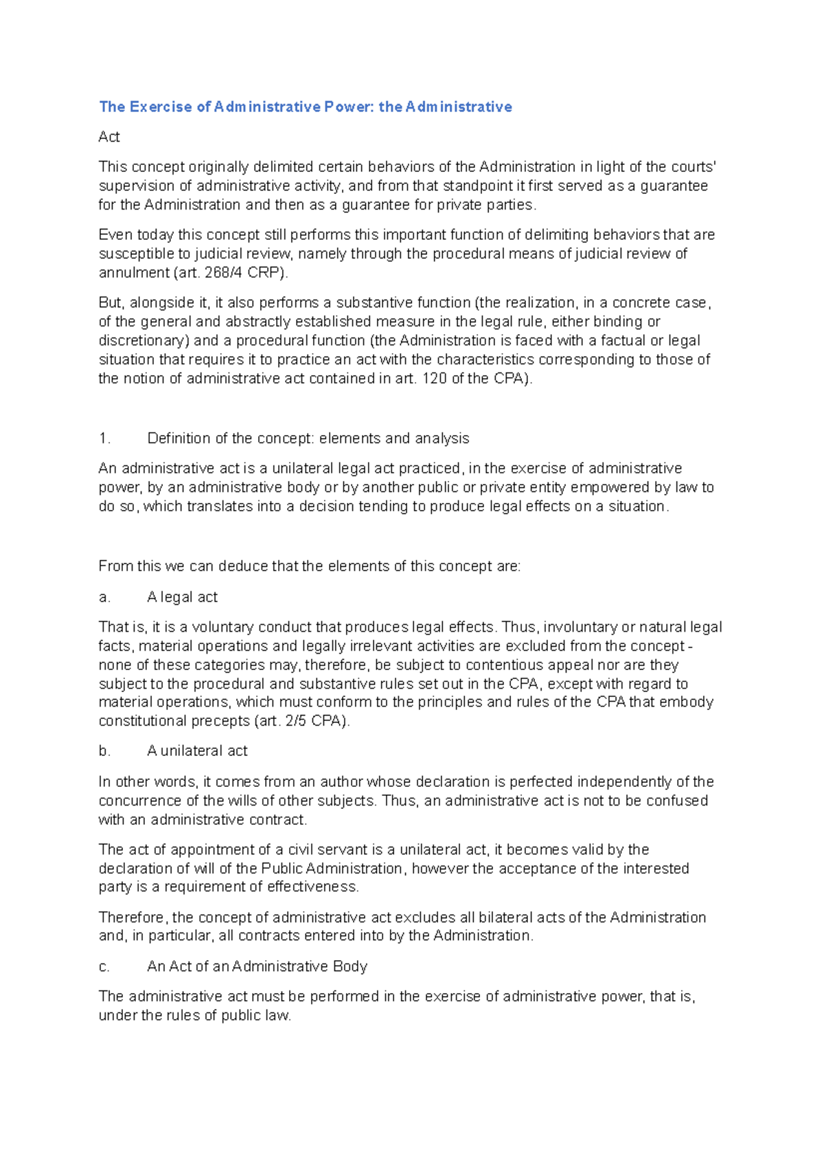 The Exercise of Administrative Power 11 - Even today this concept still ...