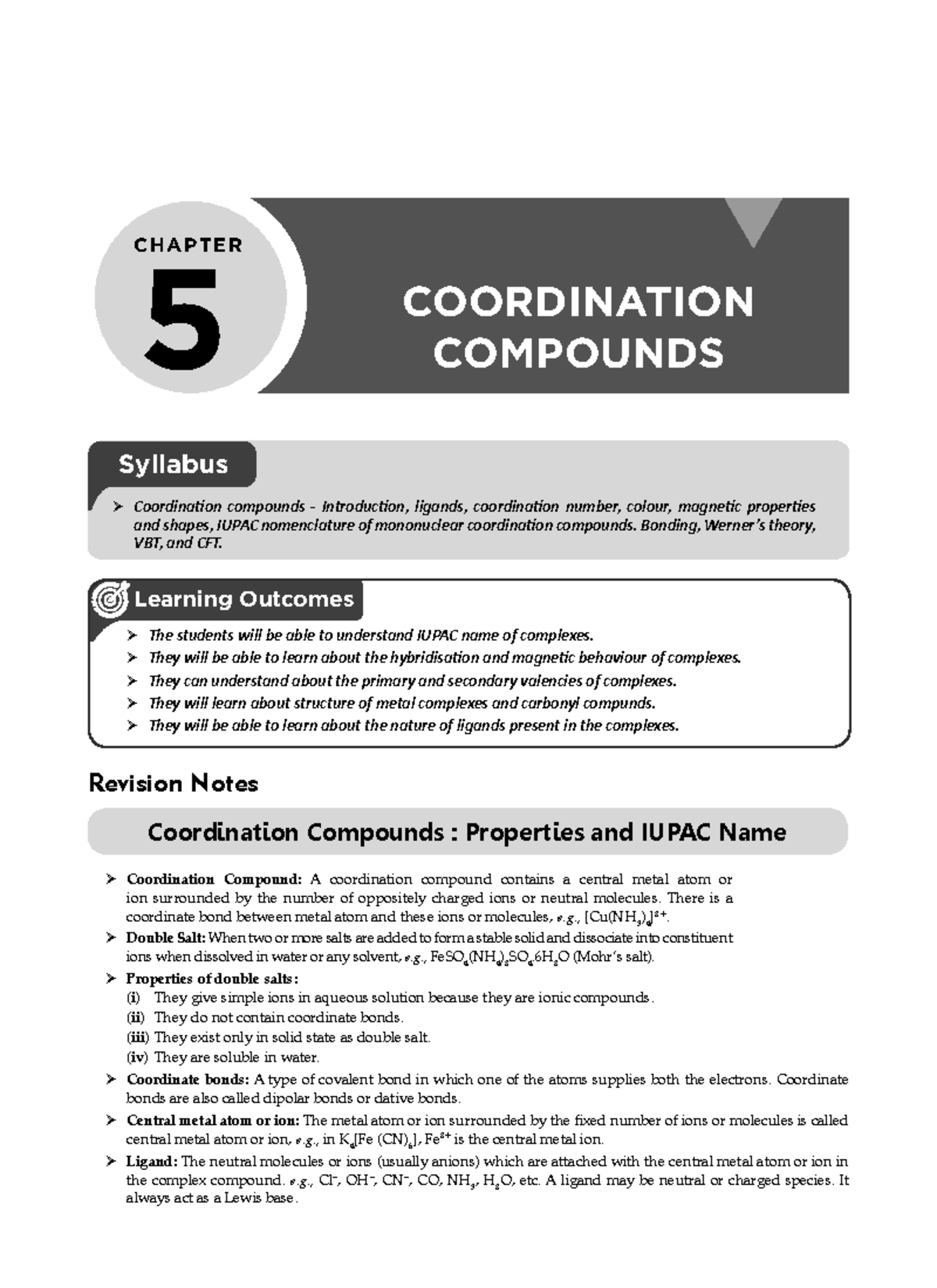 5. Coordination Compounds - There is a coordinate bond between metal ...