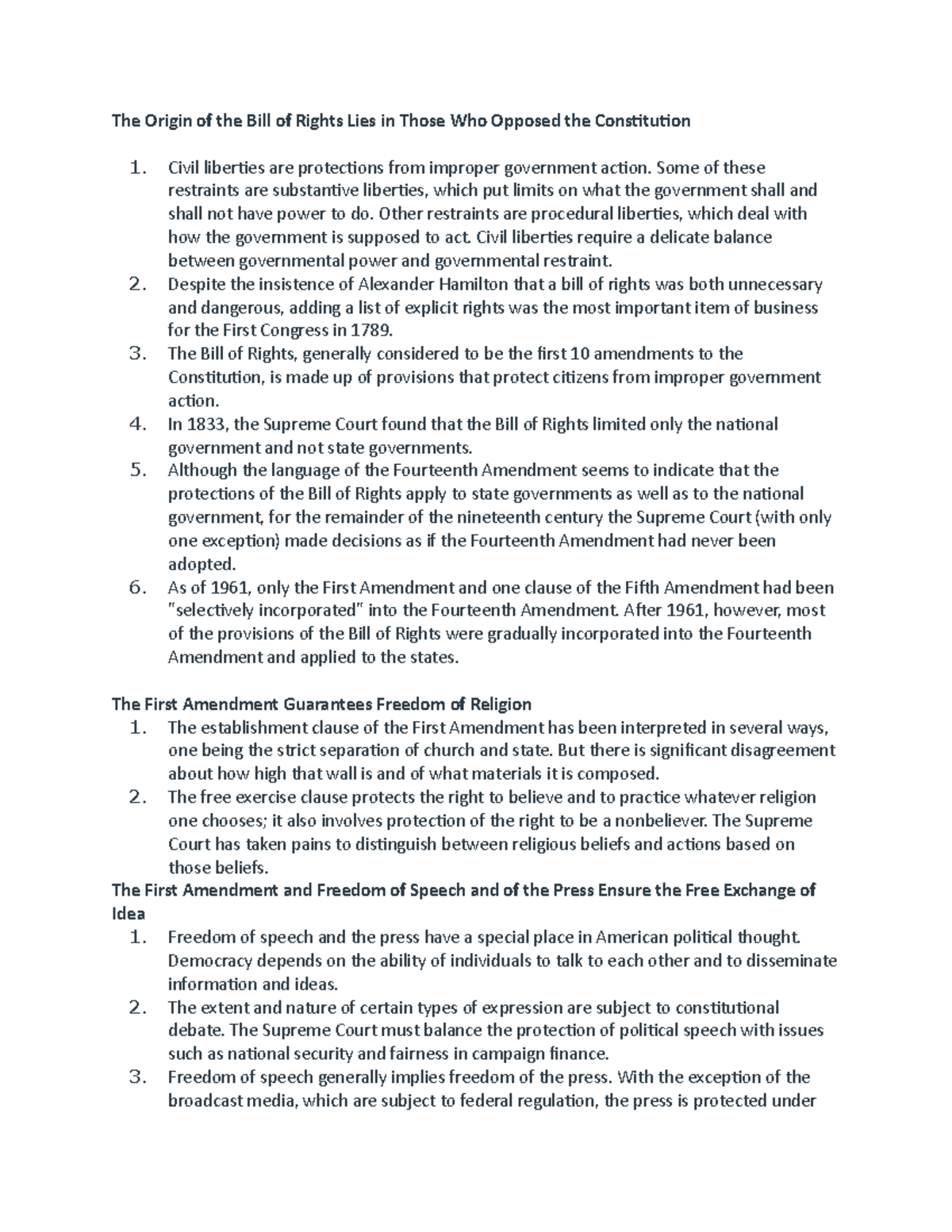Outline of the Bill of Rights/ Political Science - The Origin of the ...