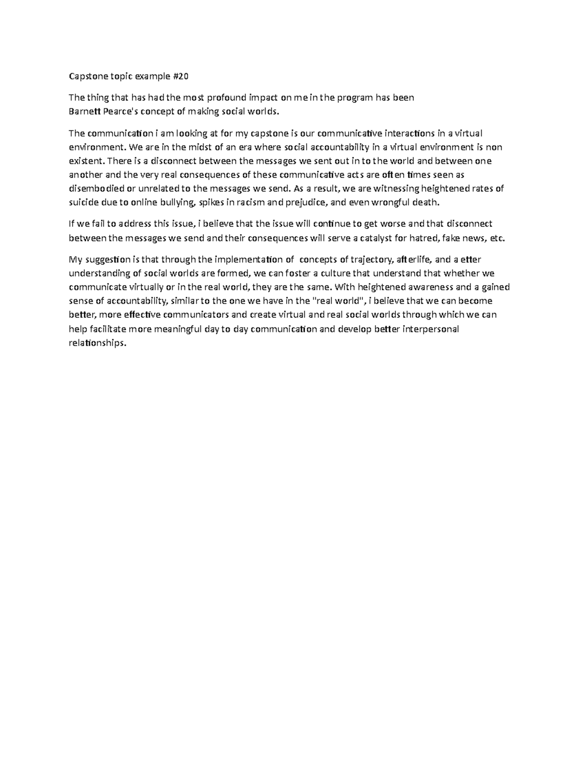 CT 20 - Capstone topic example. - Capstone topic example #20 The thing ...