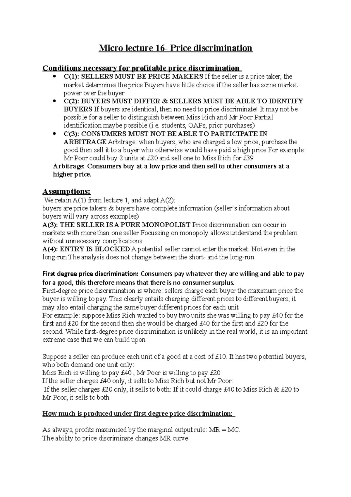 Micro lecture price discrimination - Micro lecture 16- Price ...