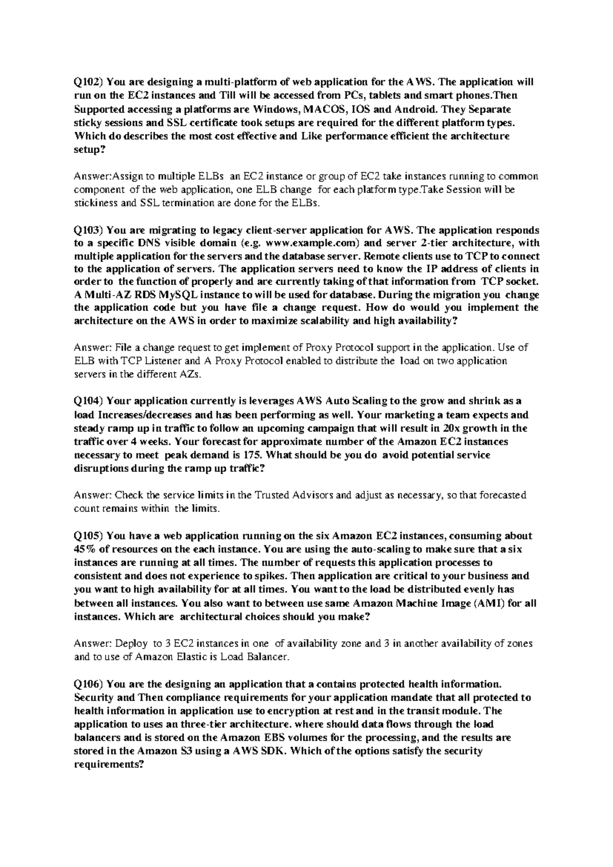 Aws questions-3 - AWS cloud practitioner questions and answers - Q102) You are designing a - Studocu