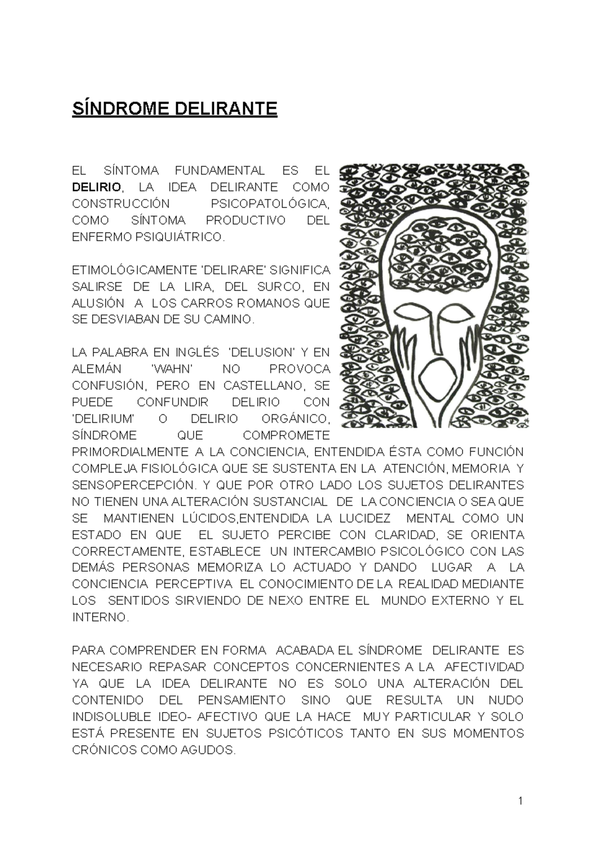 Teórico 4 - Síndrome Delirante - SÍNDROME DELIRANTE EL SÍNTOMA ...