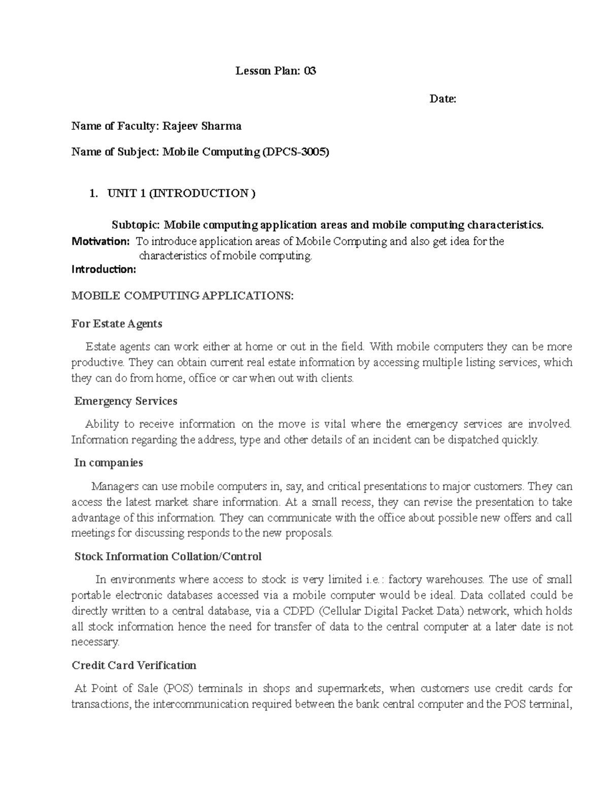 Lecture Notes Mobile Computing Notes Mobile Application Development