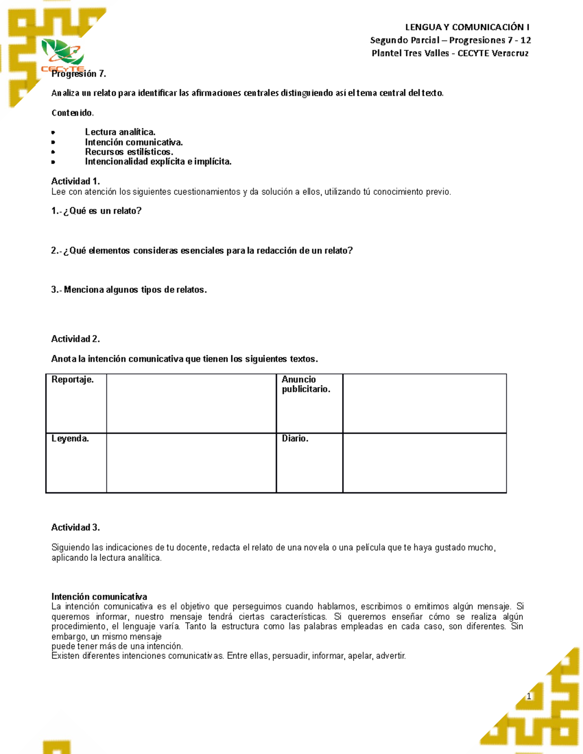 Cuaderno DE Lengua Y Comunicación. ( Segundo Parcial) - Segundo Parcial – Progresiones 7 - 12 ...
