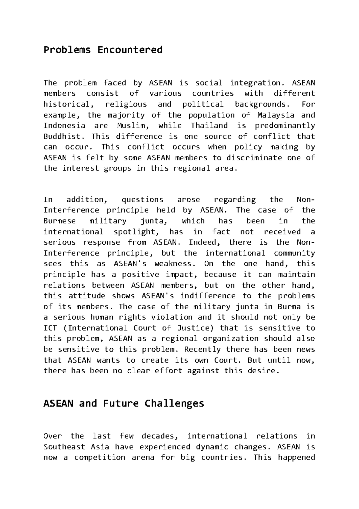 The Problems Faced - Asean and Future Challenges - Problems Encountered ...
