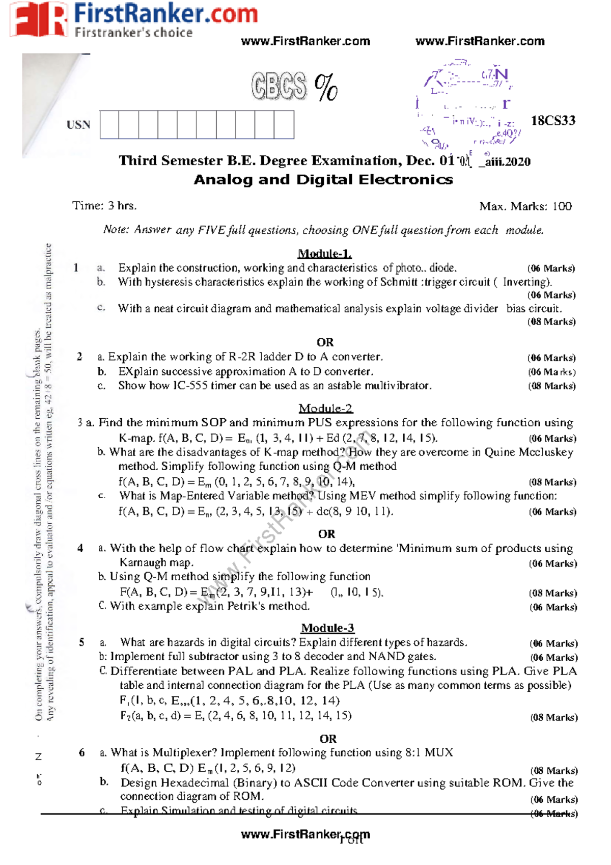 ADE 18CS33 JAN 2020 - ADE Previous QP - FirstRanker 7 ., ......,- .....-7,. .„. % ####### L ...