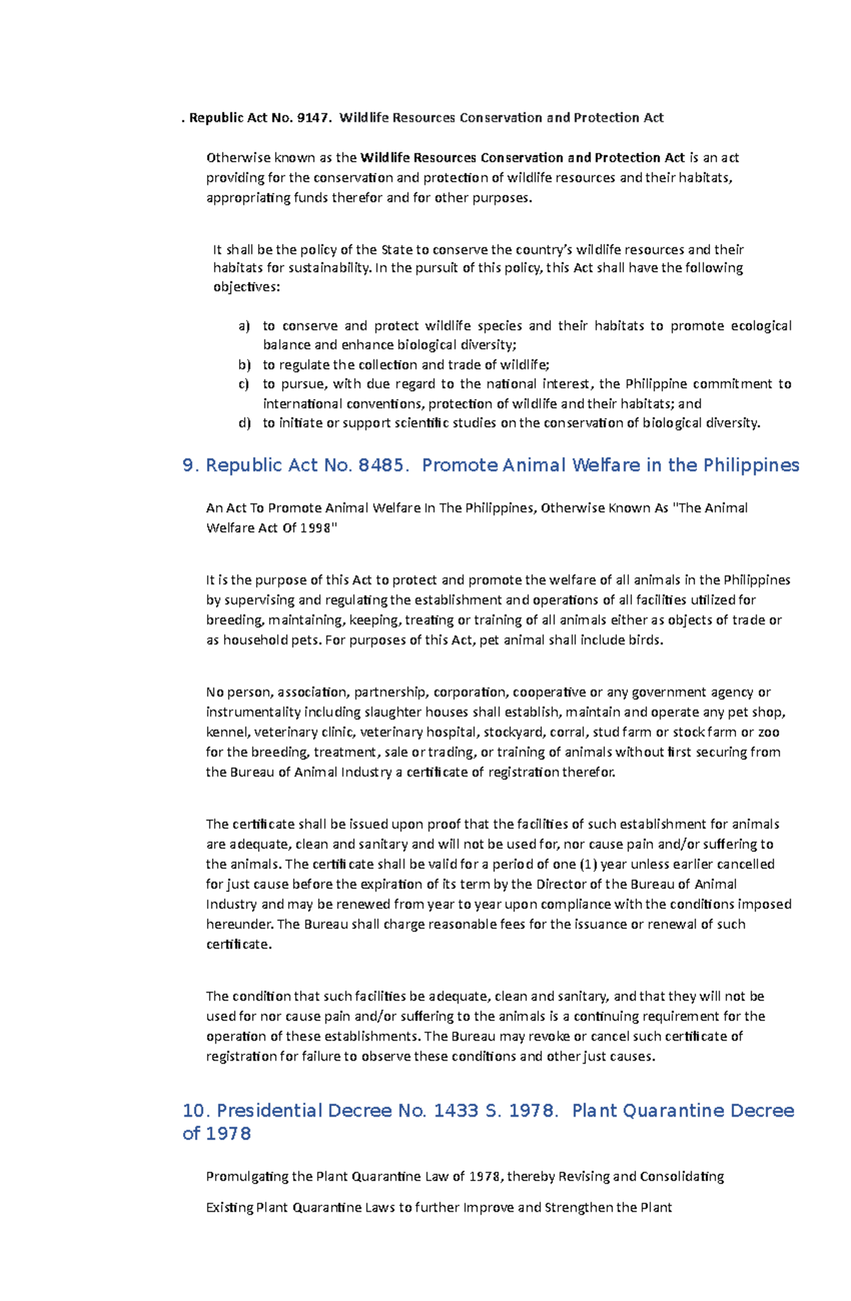 Environmental Science. Module 7 - . Republic Act No. 9147. Wildlife ...