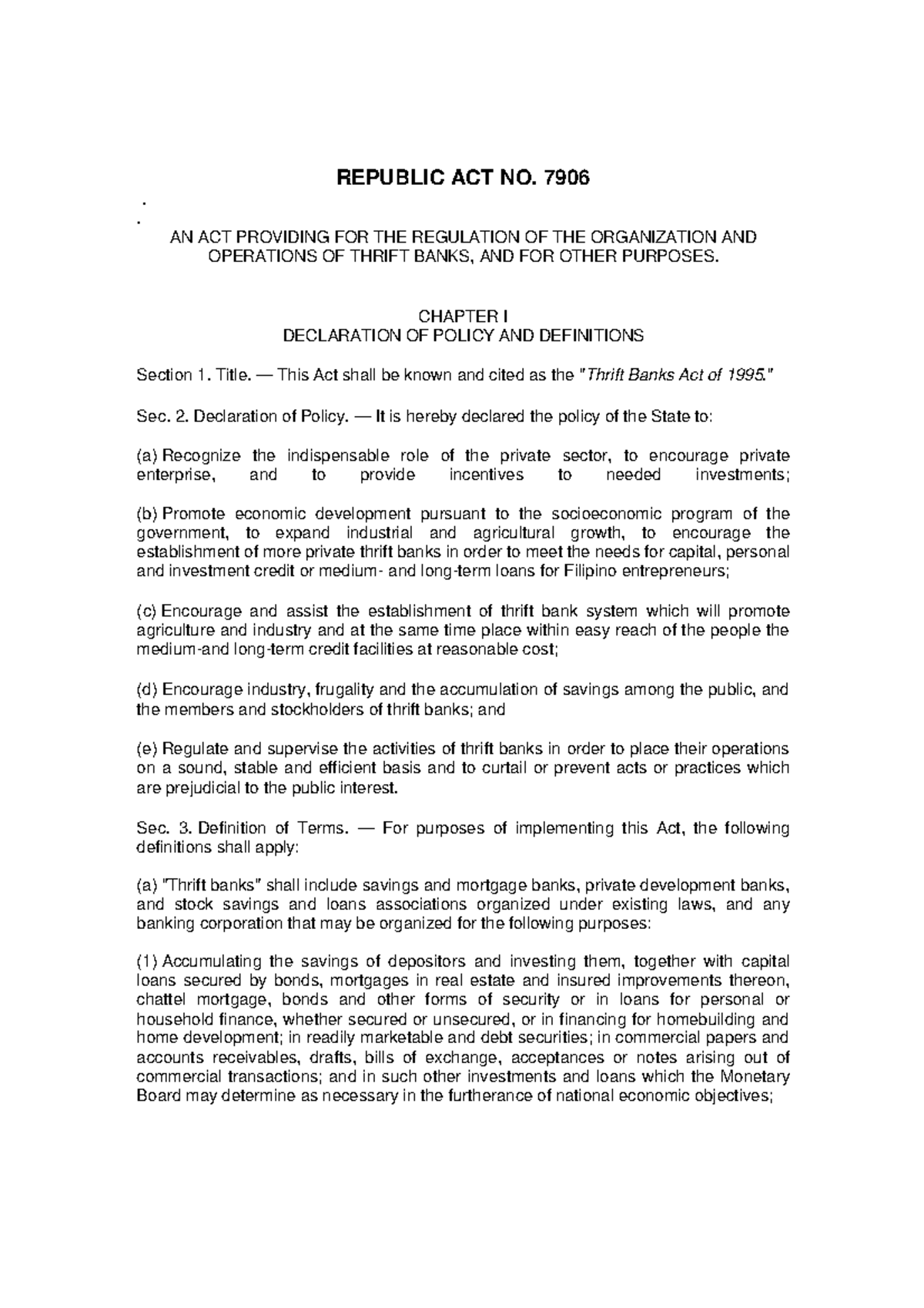 RA7906 - Business Taxation and NIL - REPUBLIC ACT NO. 7906 . . AN ACT ...