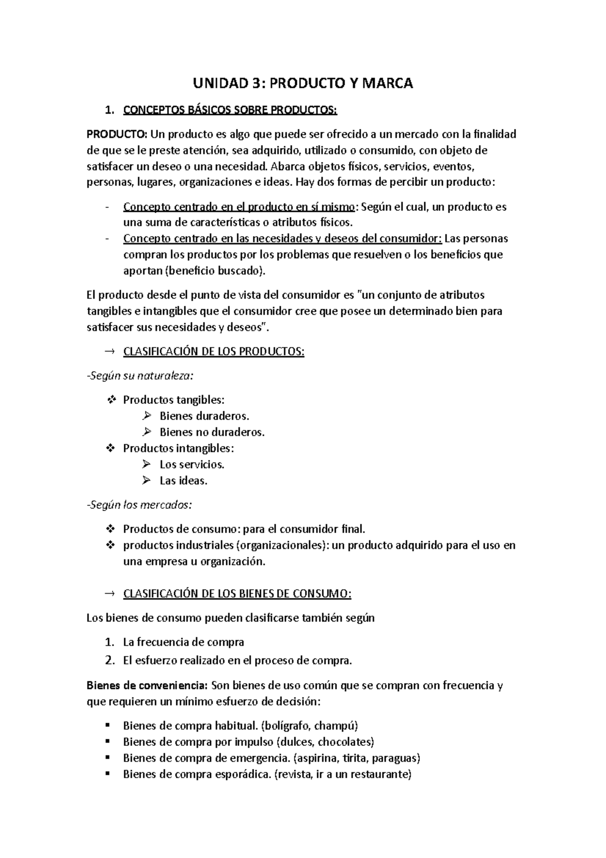Unidad 3 - UNIDAD 3: PRODUCTO Y MARCA 1. CONCEPTOS BÁSICOS SOBRE ...