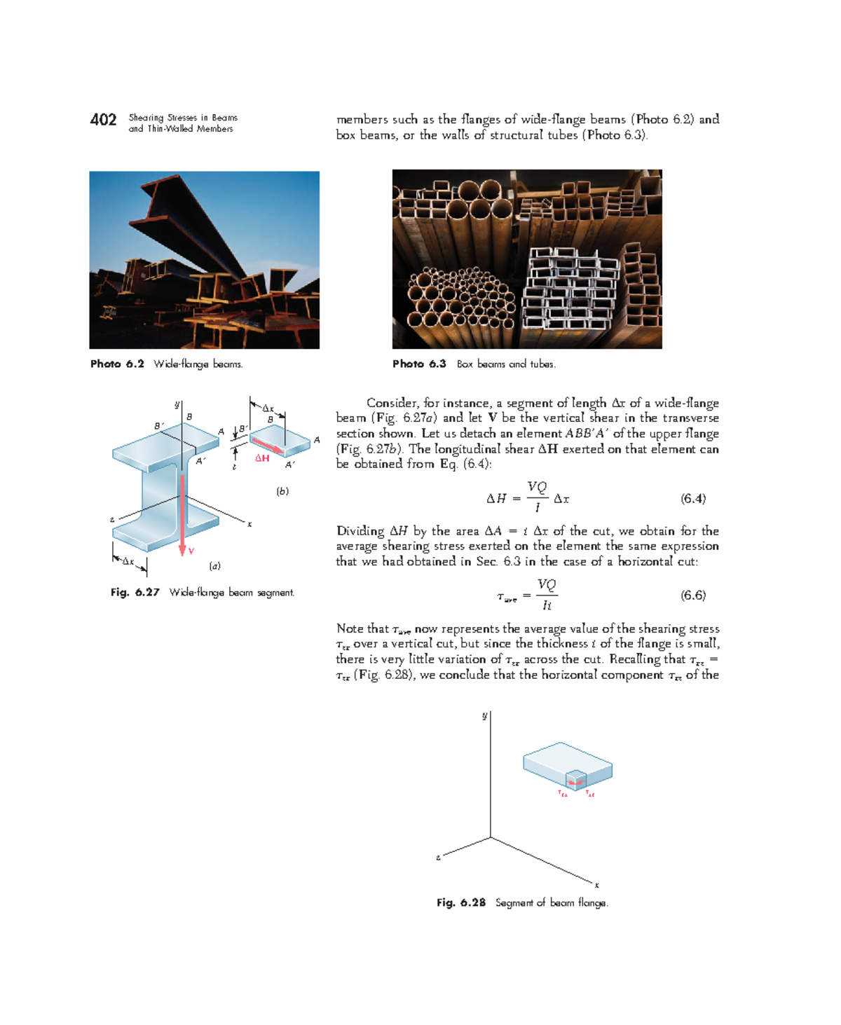 I - Mechanics of Materials - 402 Shearing Stresses in Beamsand Thin-Walled Members members such ...