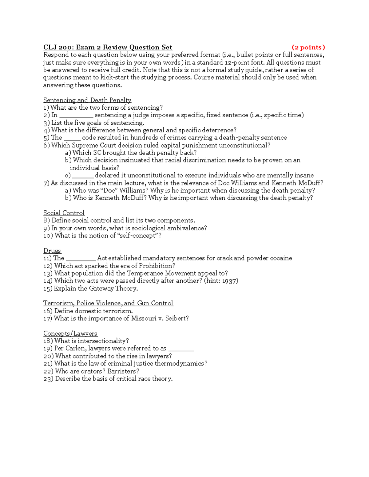 Review Question Set #3 - , bullet points or full sentences, just make ...