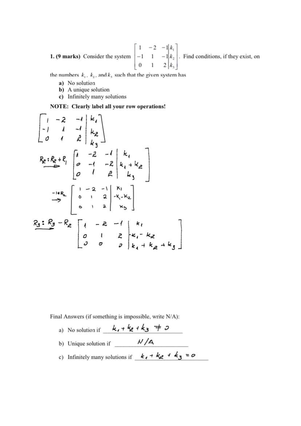 Linear Algebra Midterm questions - MATH 1850 - Studocu