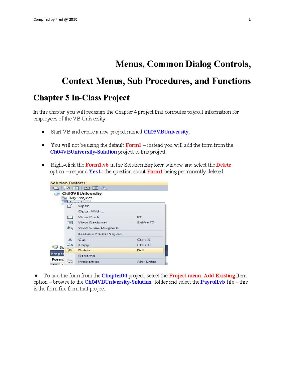 Chapter Five Six menus - ......... - Menus, Common Dialog Controls, Context Menus, Sub ...