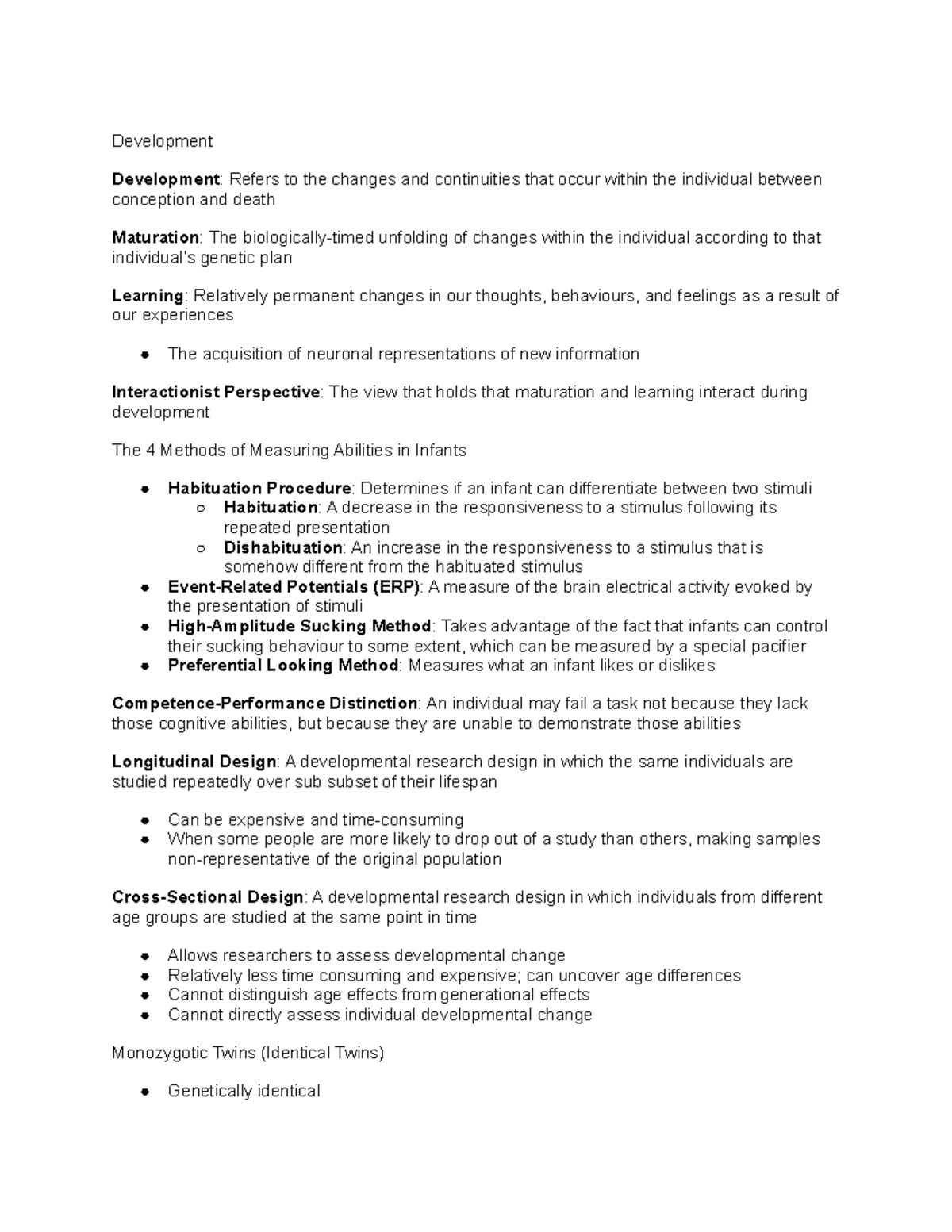 PSYCH 1XX3 - Development Module Notes - Development Development ...