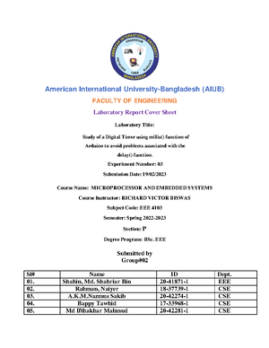 Midterm Assignment 1 MSH - American International University - Bangladesh (AIUB) Faculty of ...