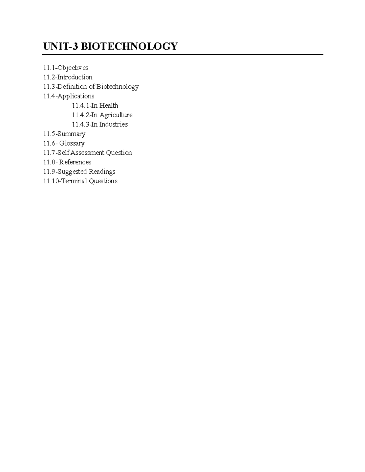 Biotechnology- Introduction TO Biotechnology - UNIT-3 BIOTECHNOLOGY 11 ...