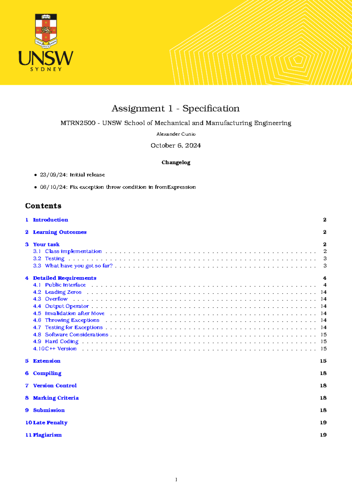 Assignment 1 2024 - Assignment 1 - Specification MTRN2500 - UNSW School of Mechanical and - Studocu