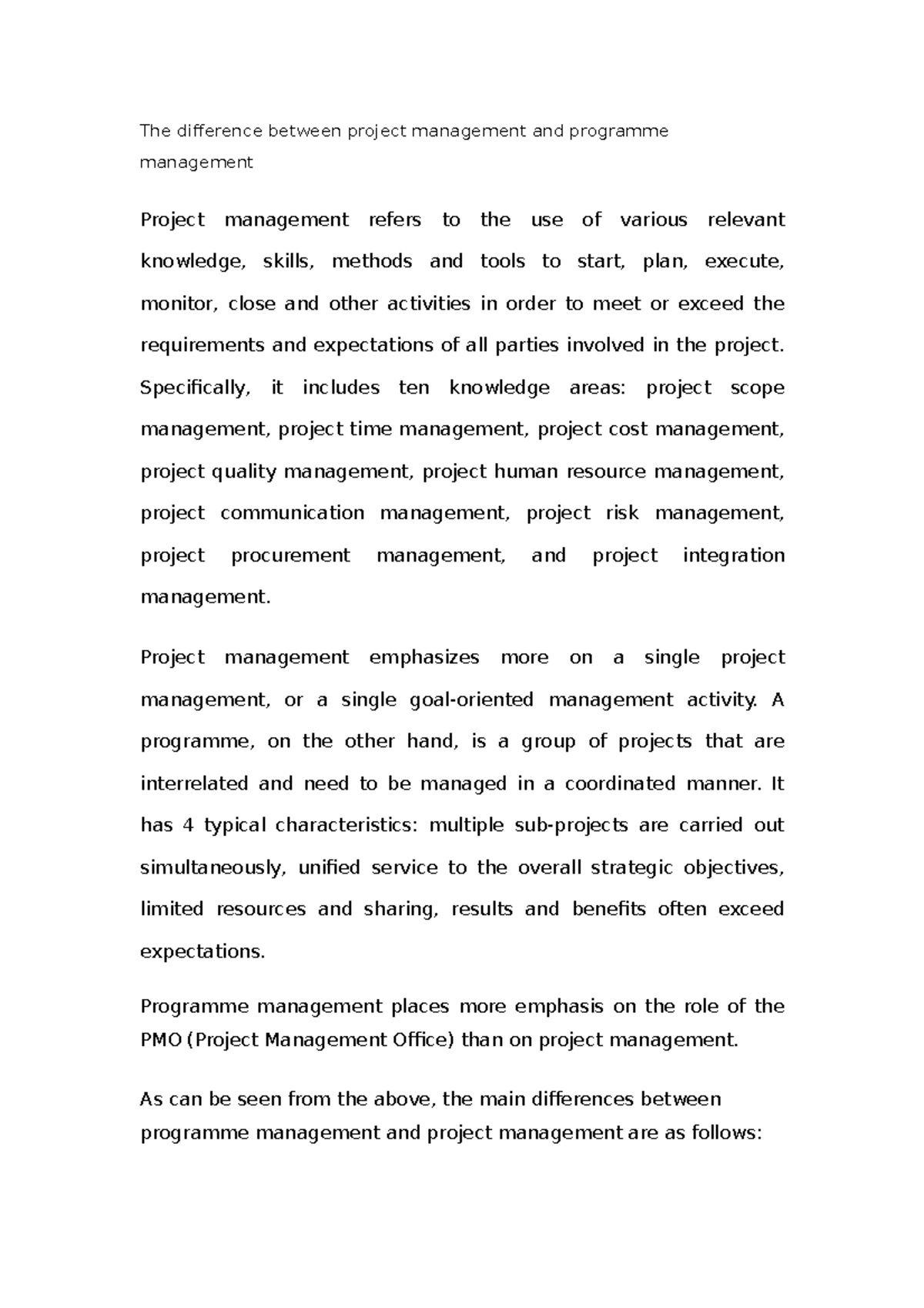 The difference between project management and programme management ...