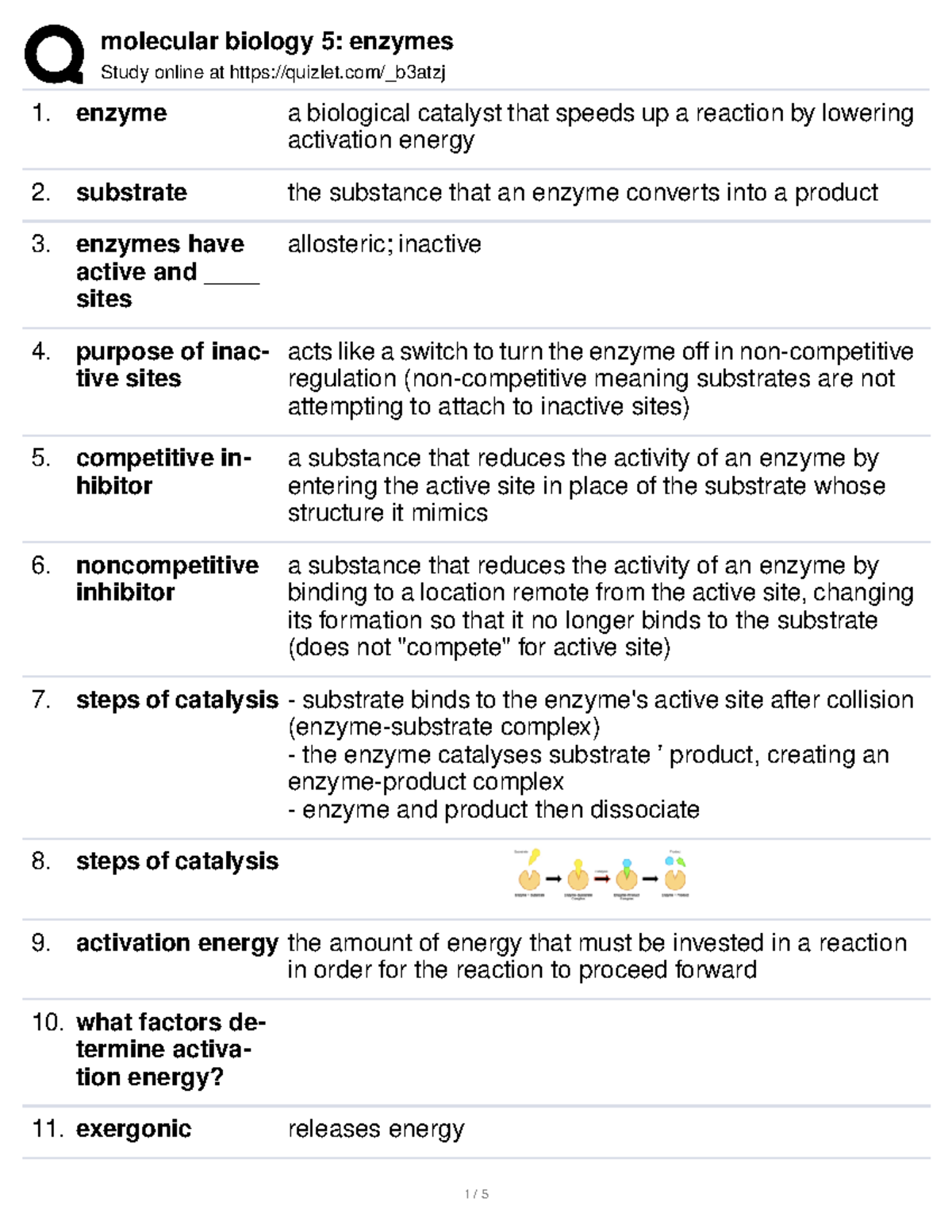 molecular biology ib hl - Study online at quizlet/_b3atzj enzyme a ...