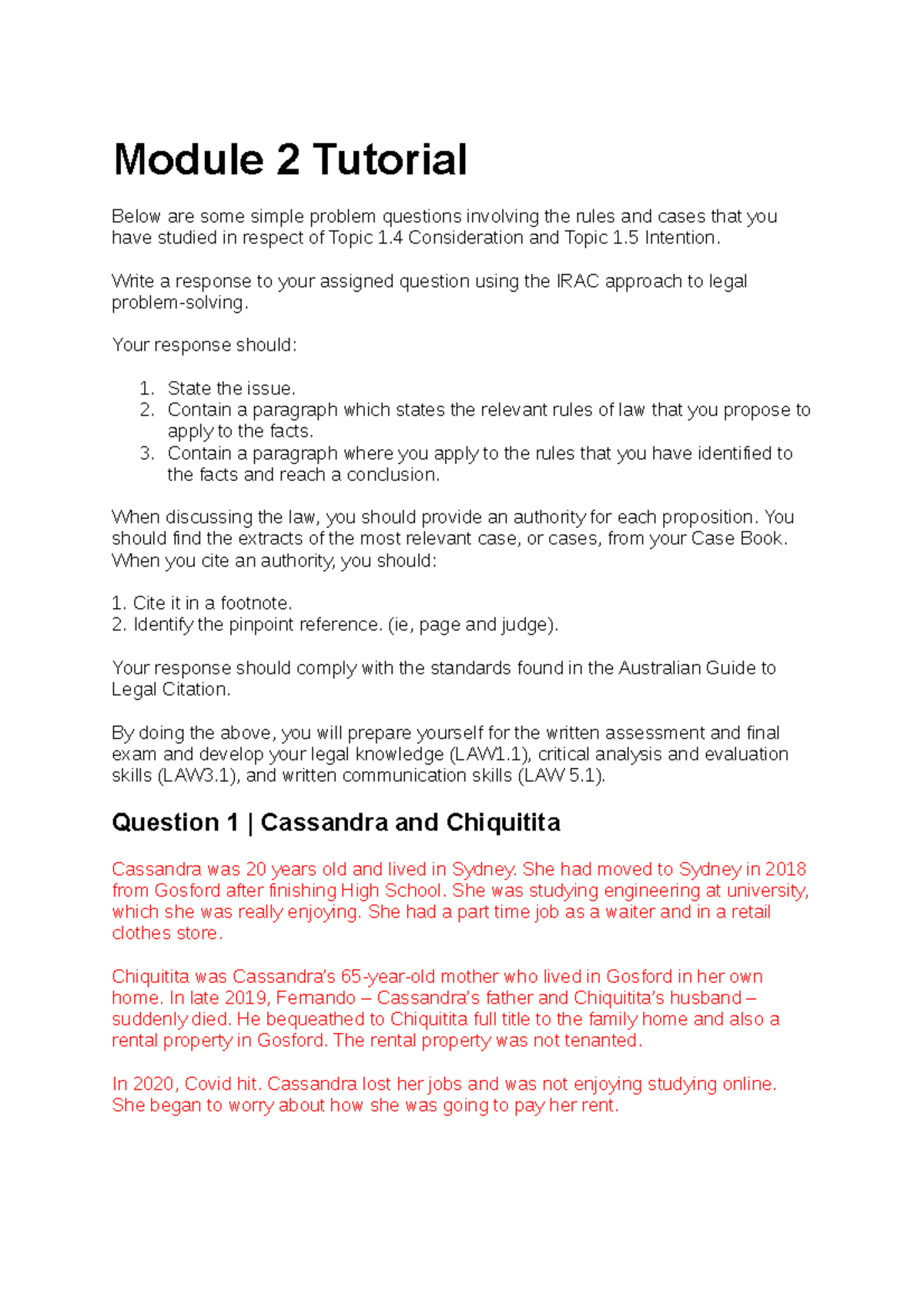 Mod 2 Tutorial Q and A's - Lecture notes 2 - Module 2 Tutorial Below ...