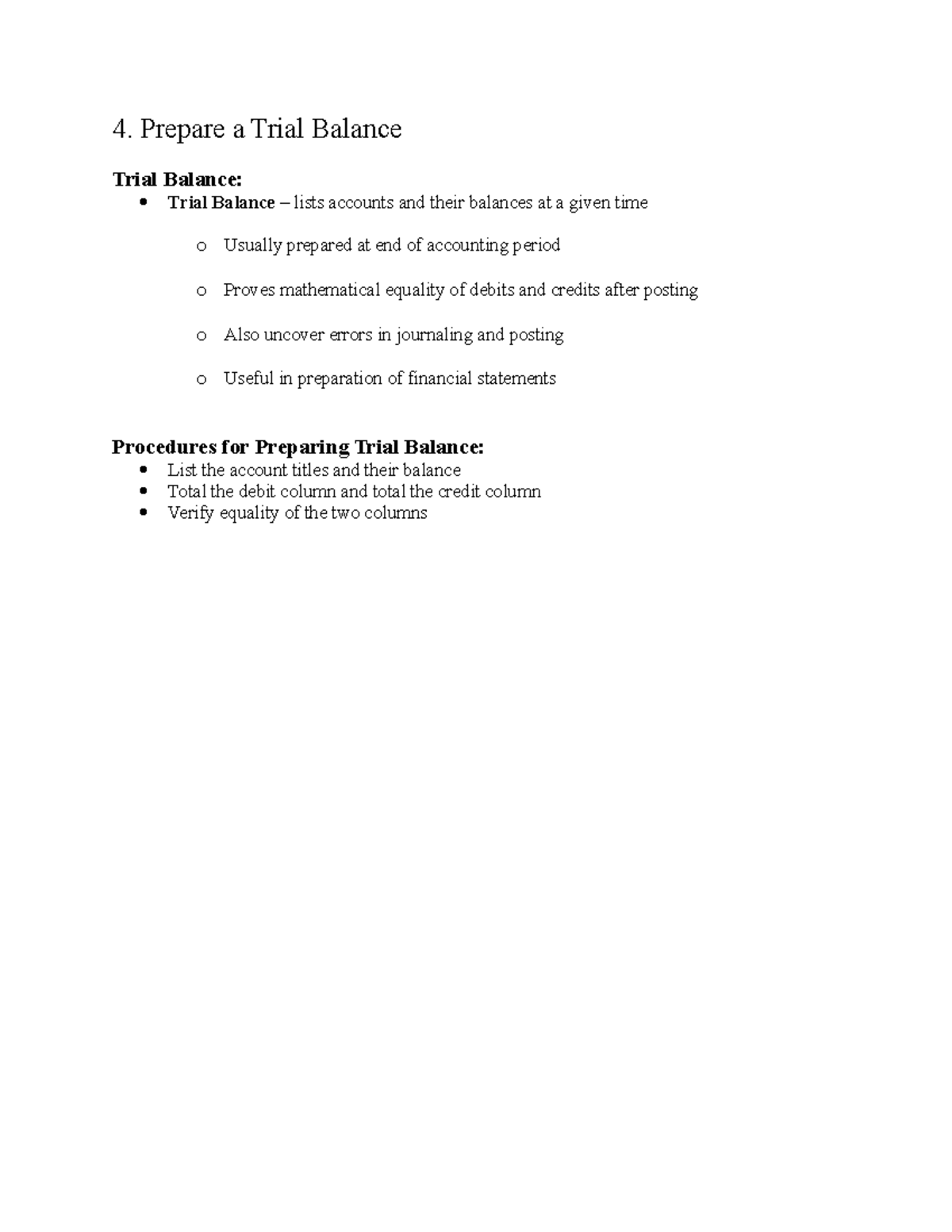 4. Prepare a Trial Balance - 4. Prepare a Trial Balance Trial Balance ...