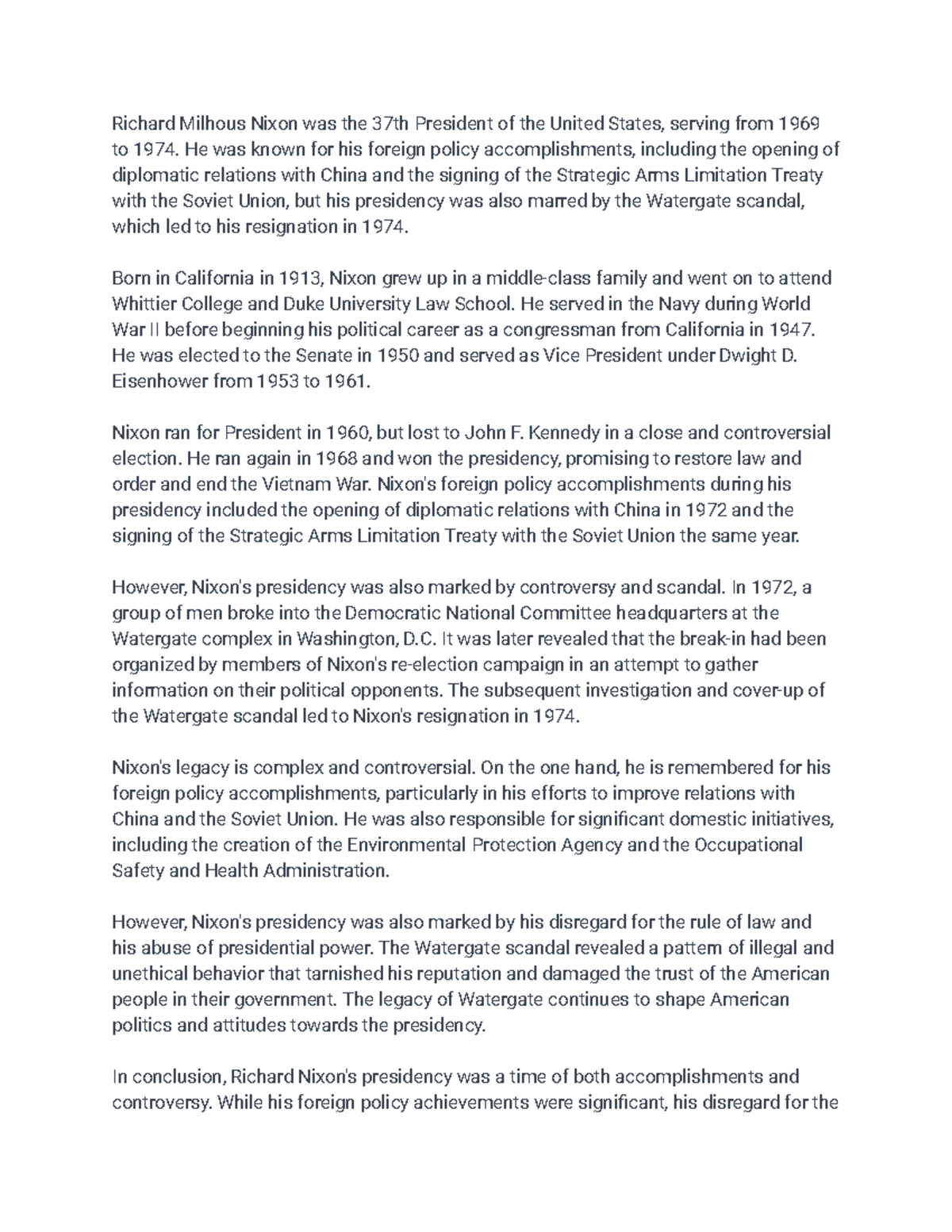 Richard M Nixon Presidency - Richard Milhous Nixon was the 37th ...