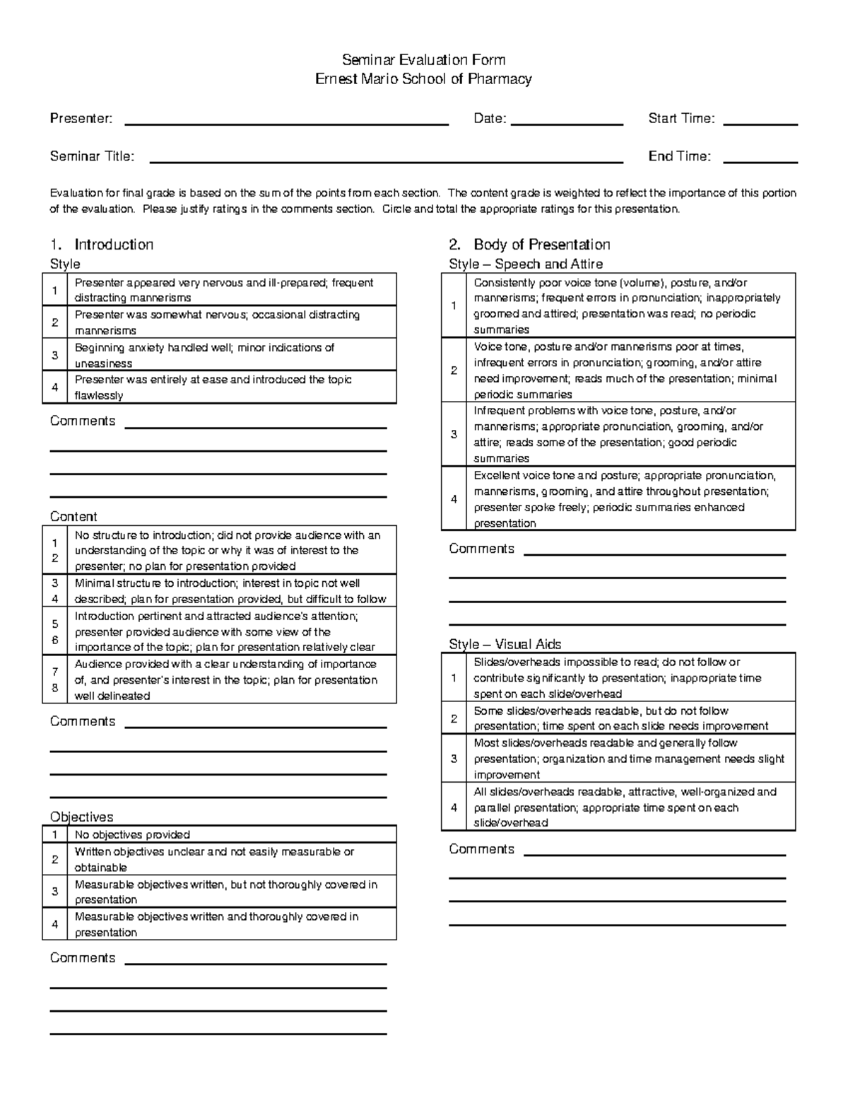 Seminar-evaluation-form4 - Seminar Evaluation Form Ernest Mario School ...