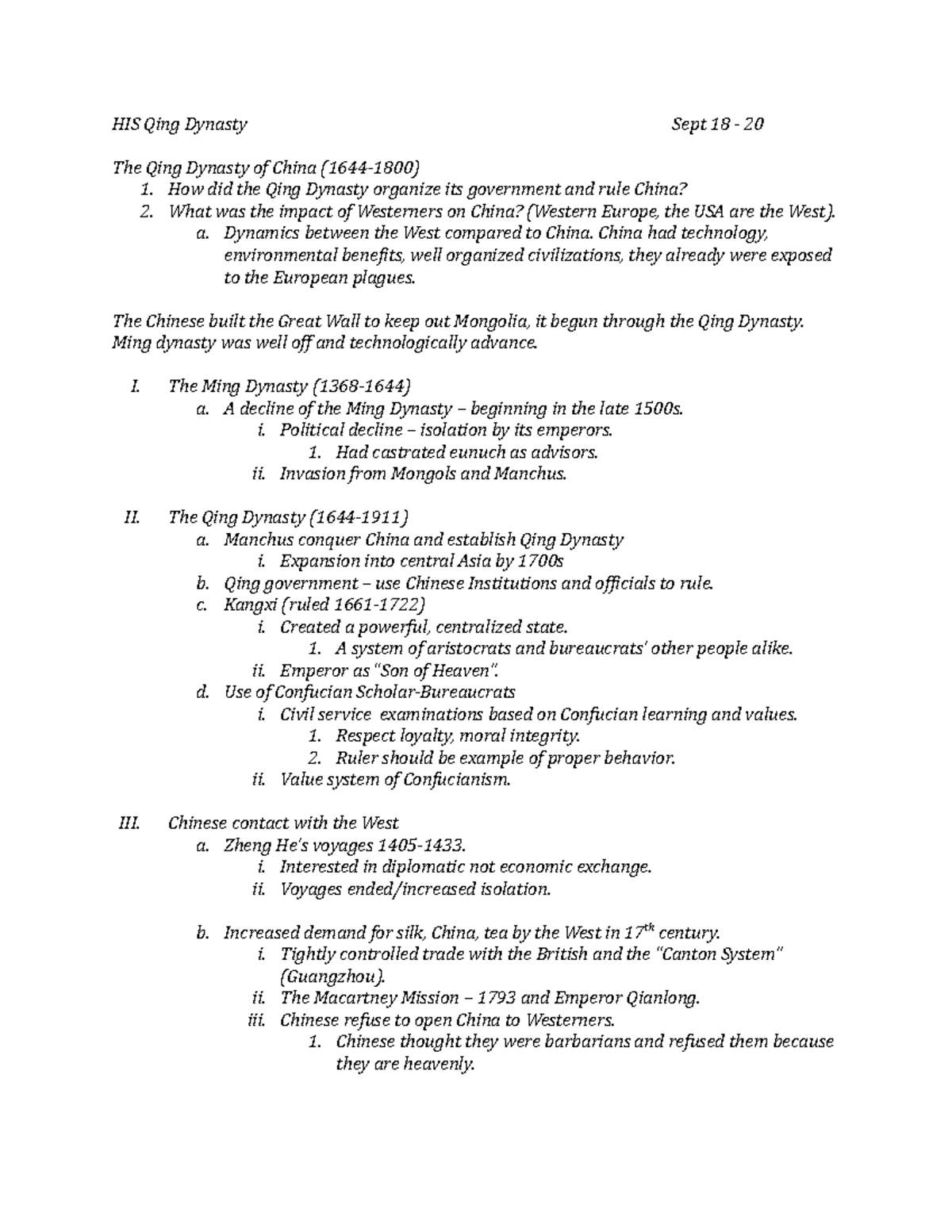 The Qing Dynasty - How did the Qing Dynasty organize its government and ...