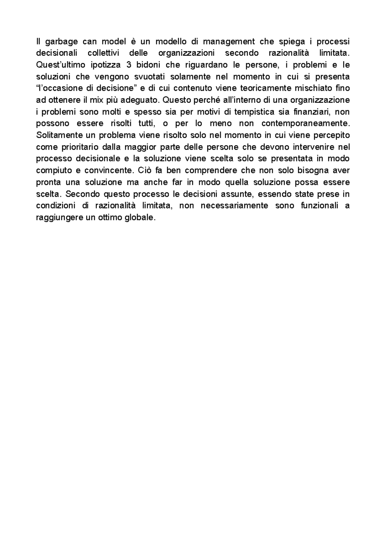 Garbage can model economia aziendale 1 - Il garbage can model è un ...