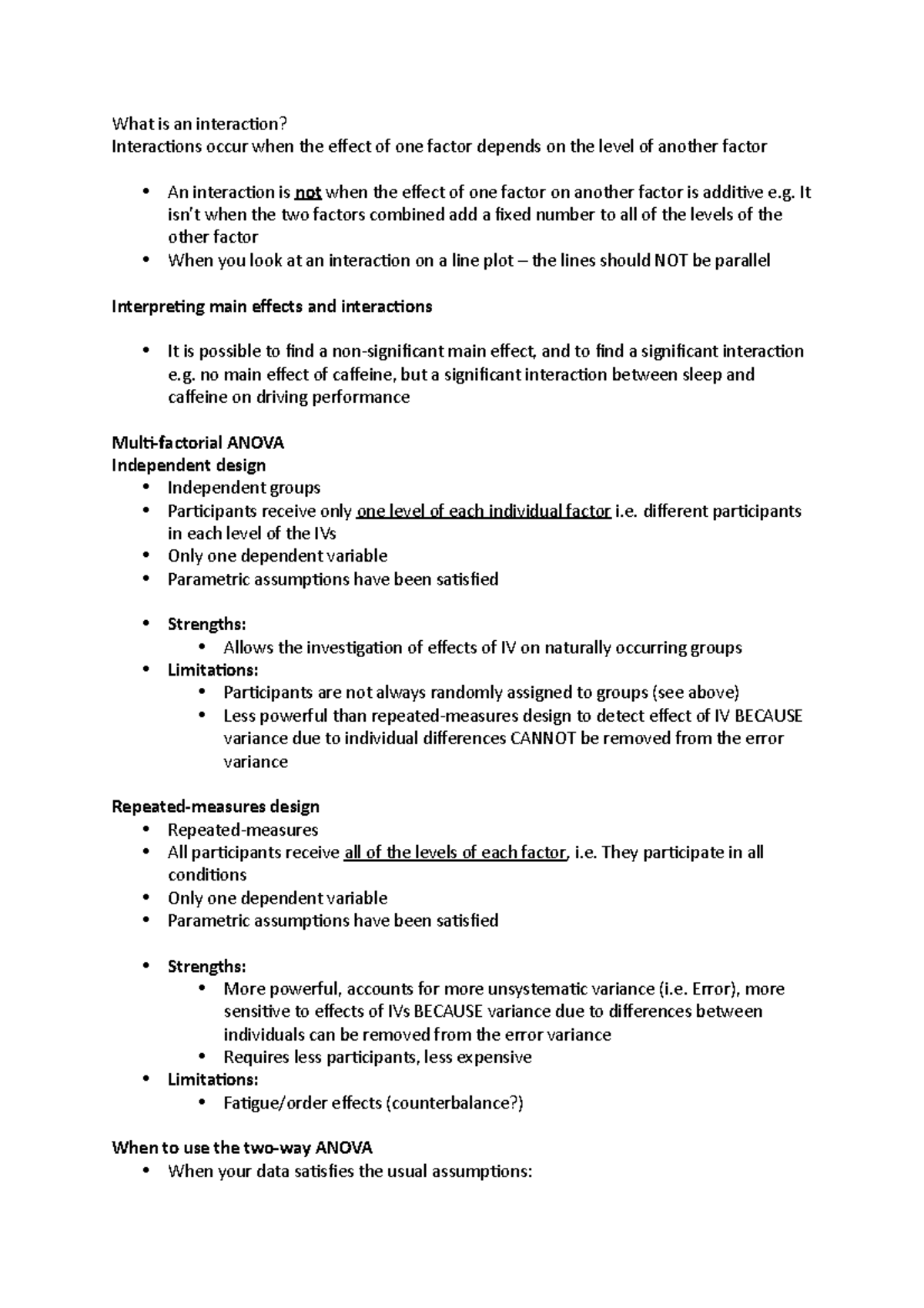 Research Notes - What is an interaction? Interactions occur when the ...