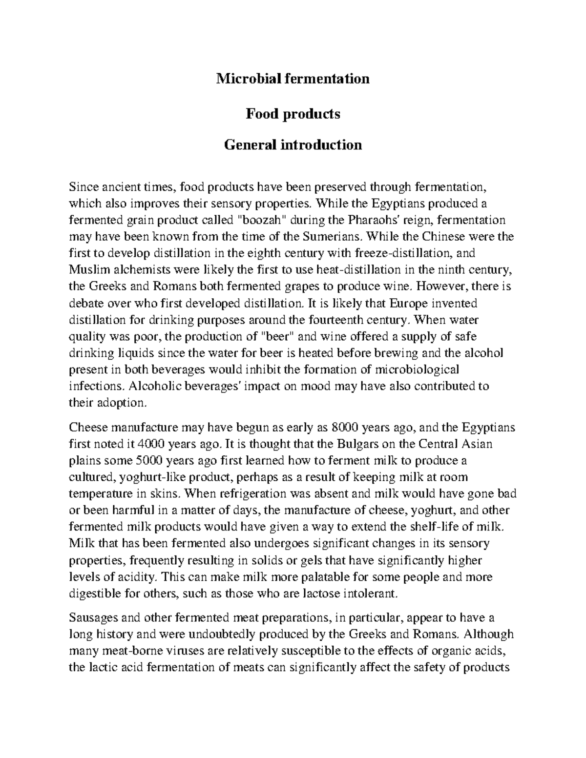 Food science and Technology chapter 6 Microbial fermentation part 1 ...